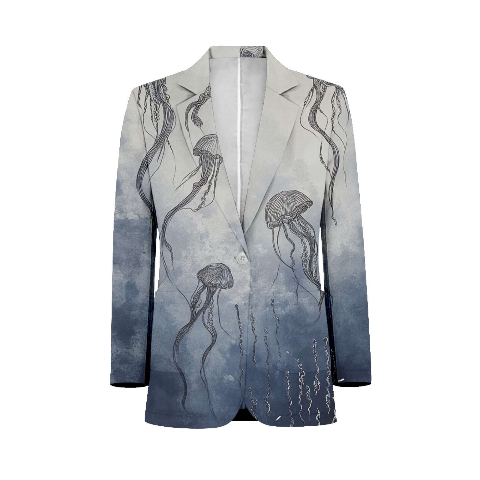 Ocean Jellyfish Ink Drawing Art Mens Suits Shawl Collar Slim Fit Suit ...