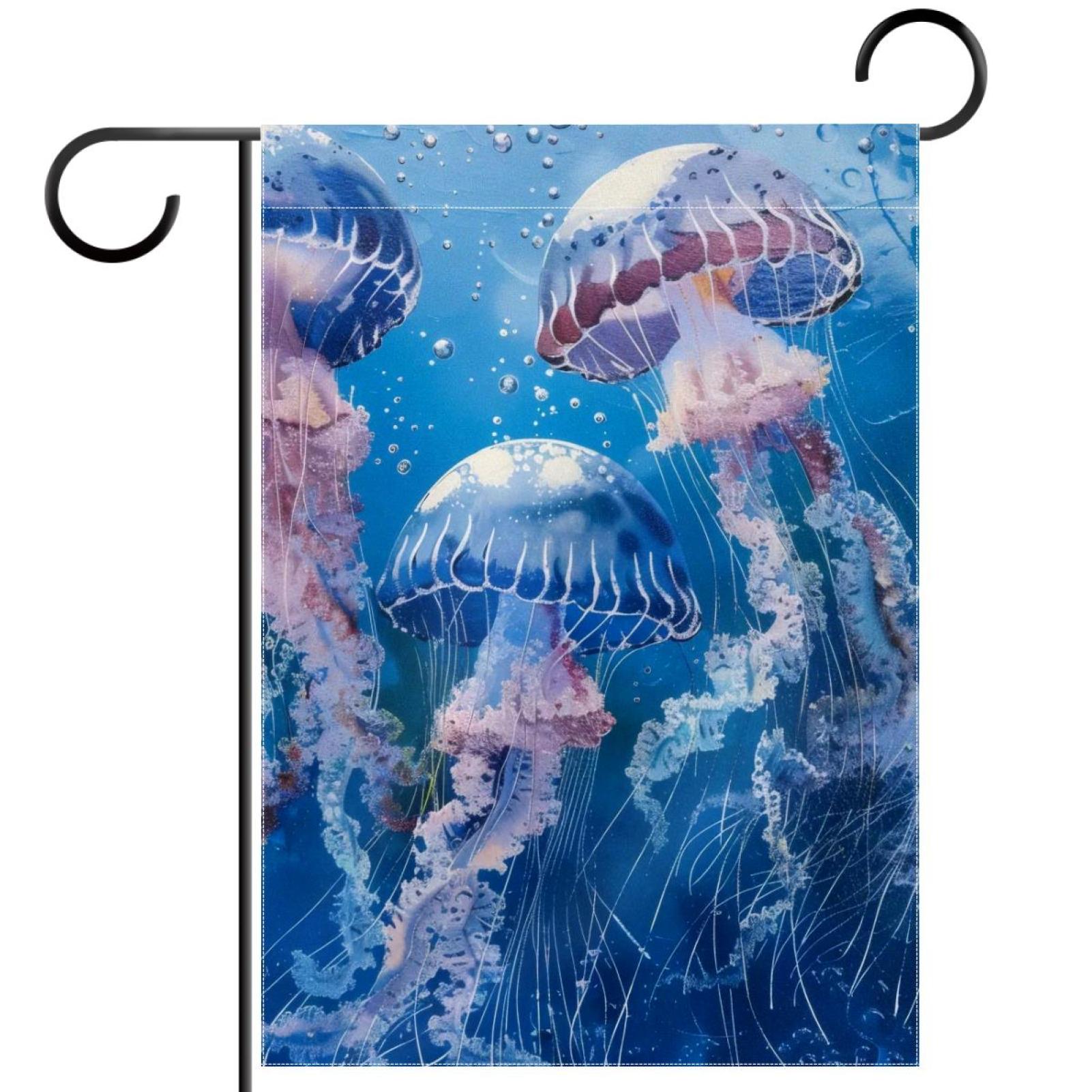 Ocean Jellyfish Nautical Coastal Beach Underwater Welcome Garden Flags ...