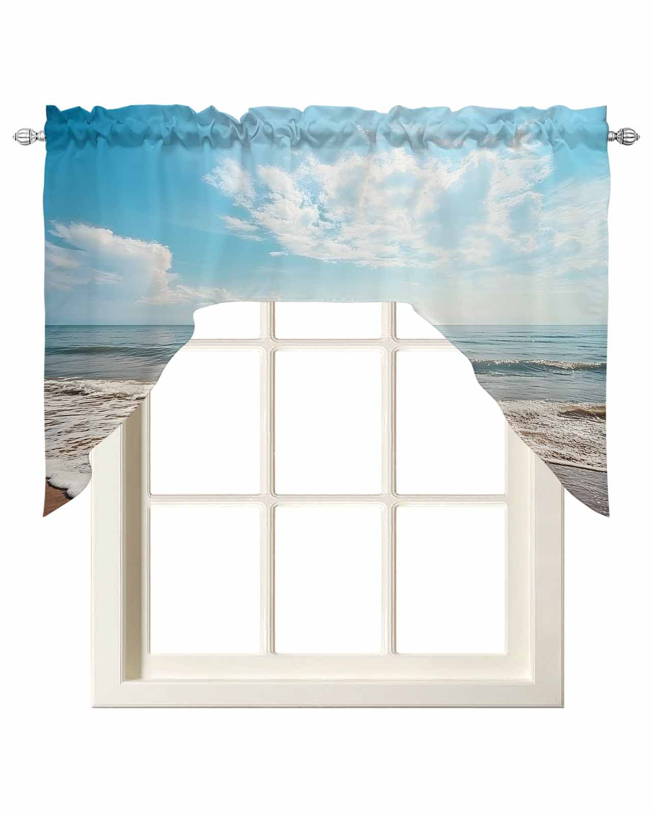 Ocean Kitchen Curtains Swag Valance for Windows/Bathroom/Cafe, Beach ...