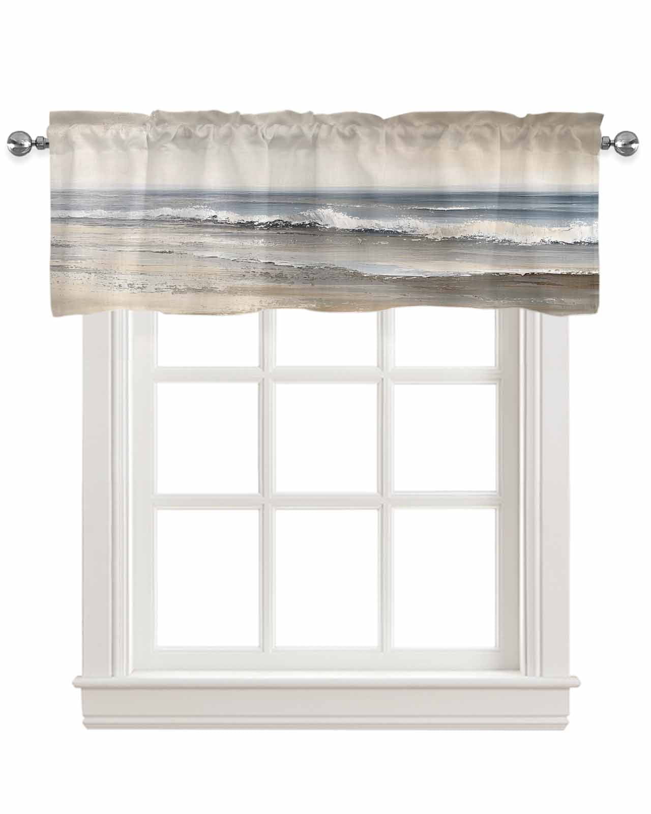 Ocean Kitchen Valances for Windows Farmhouse Linen Window Valance ...
