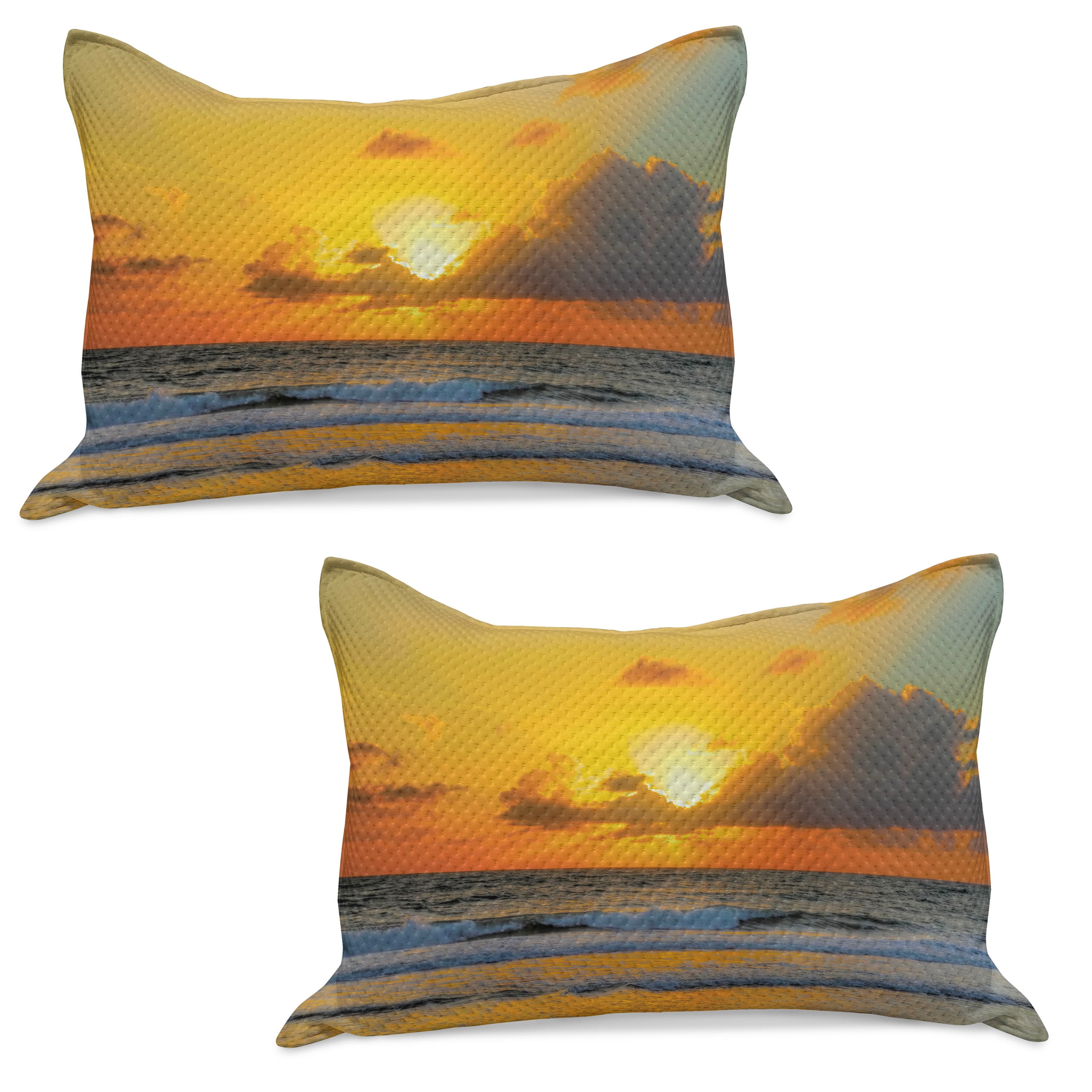 Ocean Knitted Quilt Pillowcover Set of 2, Morning at the Beach in ...