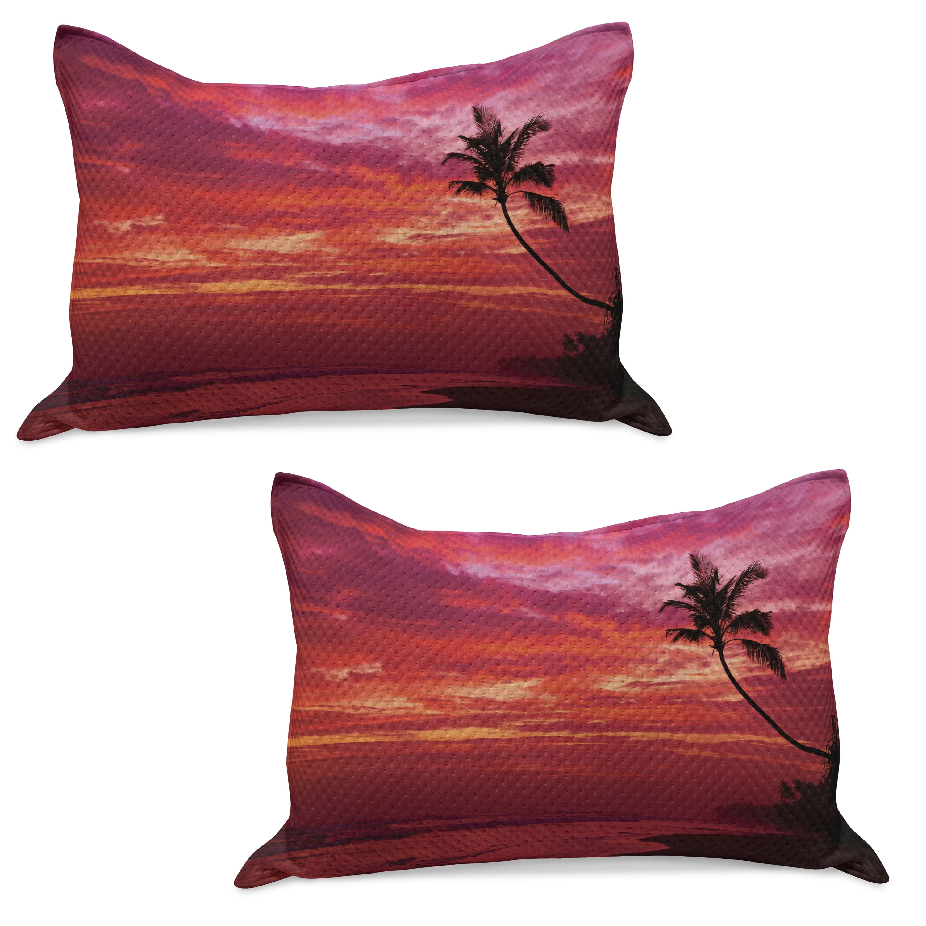 Ocean Knitted Quilt Pillowcover Set of 2, Sunset View from a Tropical ...