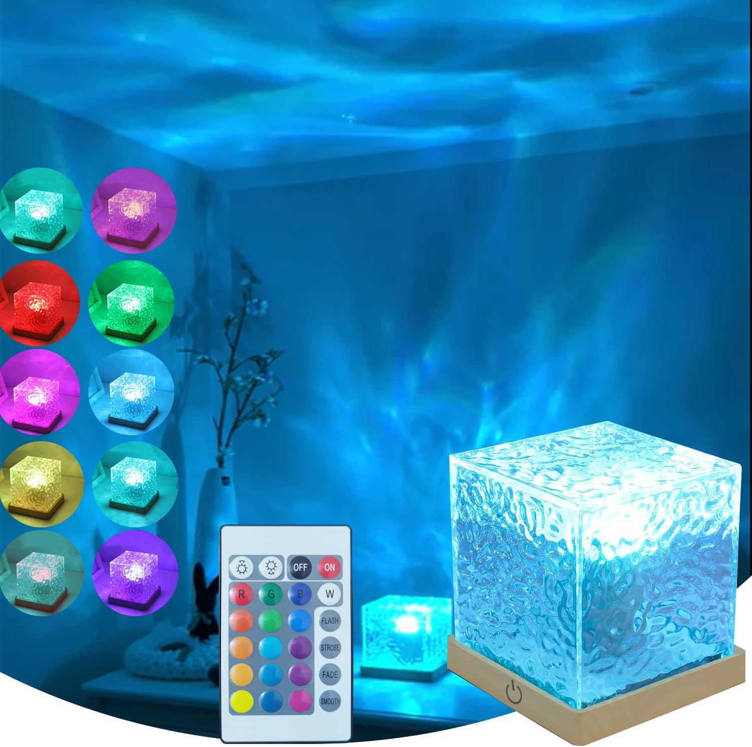 Ocean Lamp Water Light Projector - Water Ripple Projector Light Cube ...