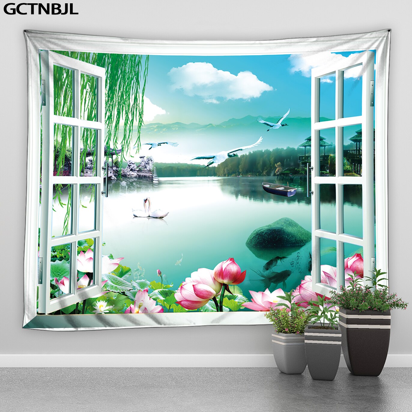 Ocean Landscape Tapestry Wall Hanging Tropical Palm Tree Scenic Summer ...