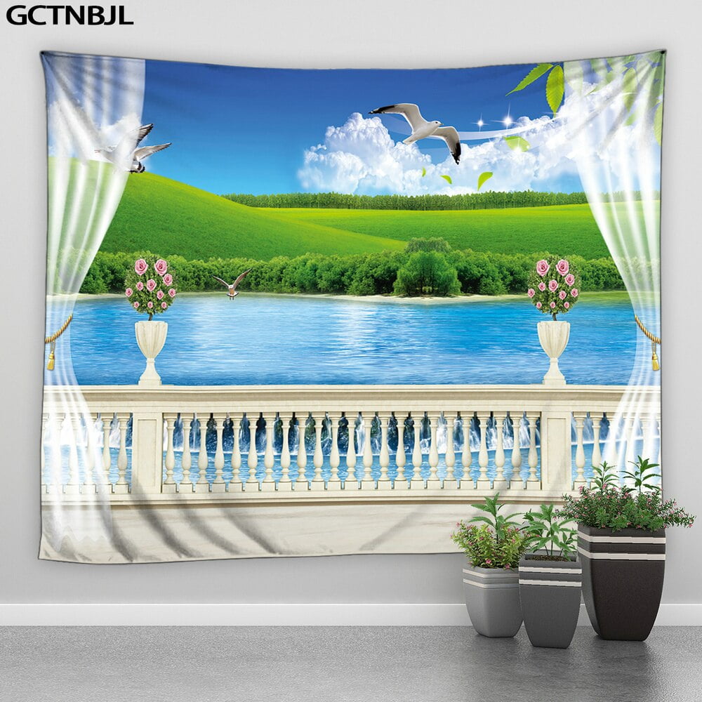 Landscape Tapestry Window Lake Natural Scenery Winter Forest London Big ...