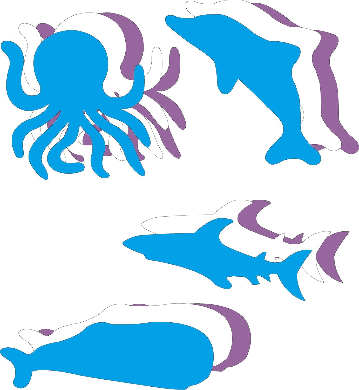 Ocean Large Creative Cut-Out Set, with Octopus, Dolphin, Whale and , 31 ...