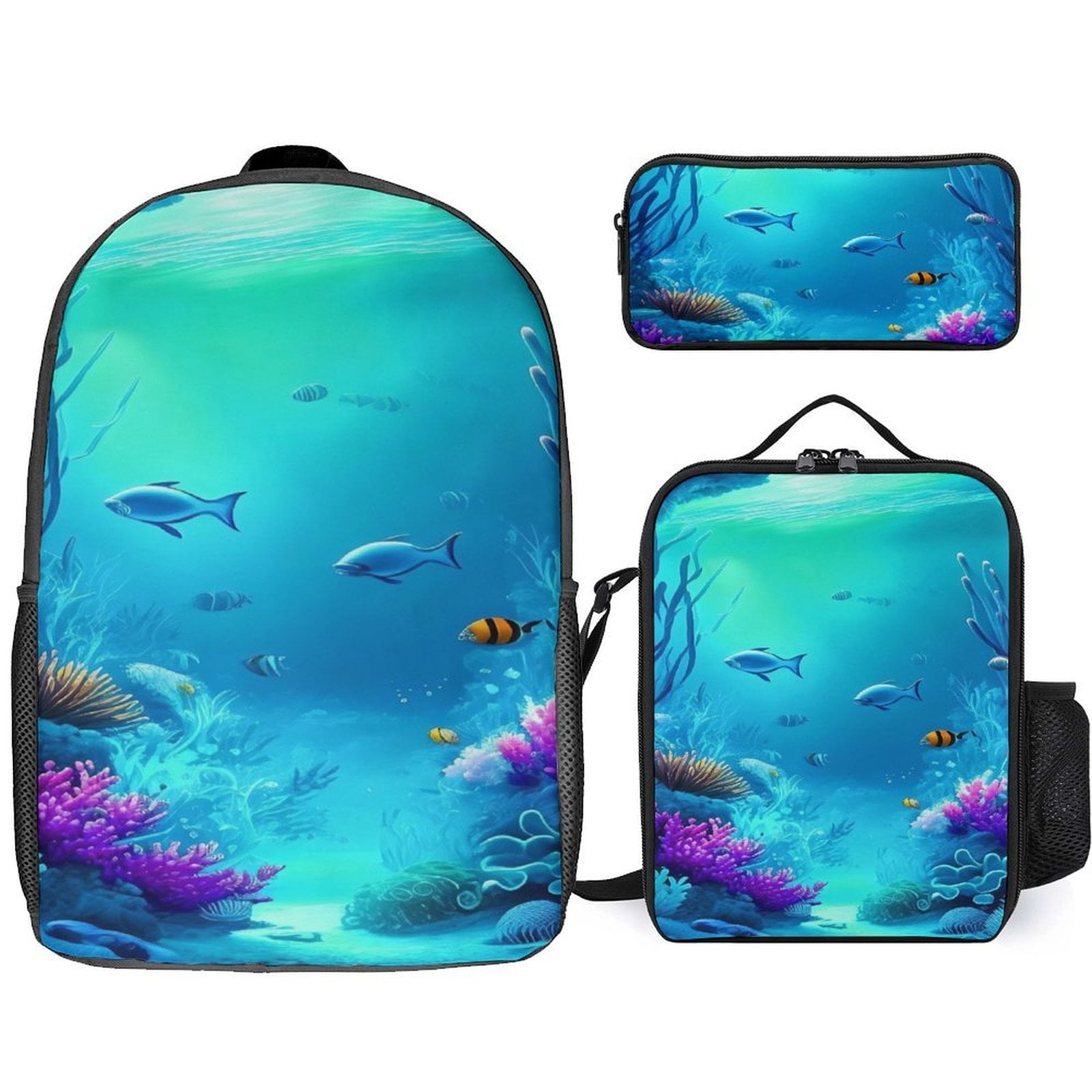 Ocean Life Coral Reef 3D Printed 3pcs/Set Bags Laptop Daypack Backpack ...