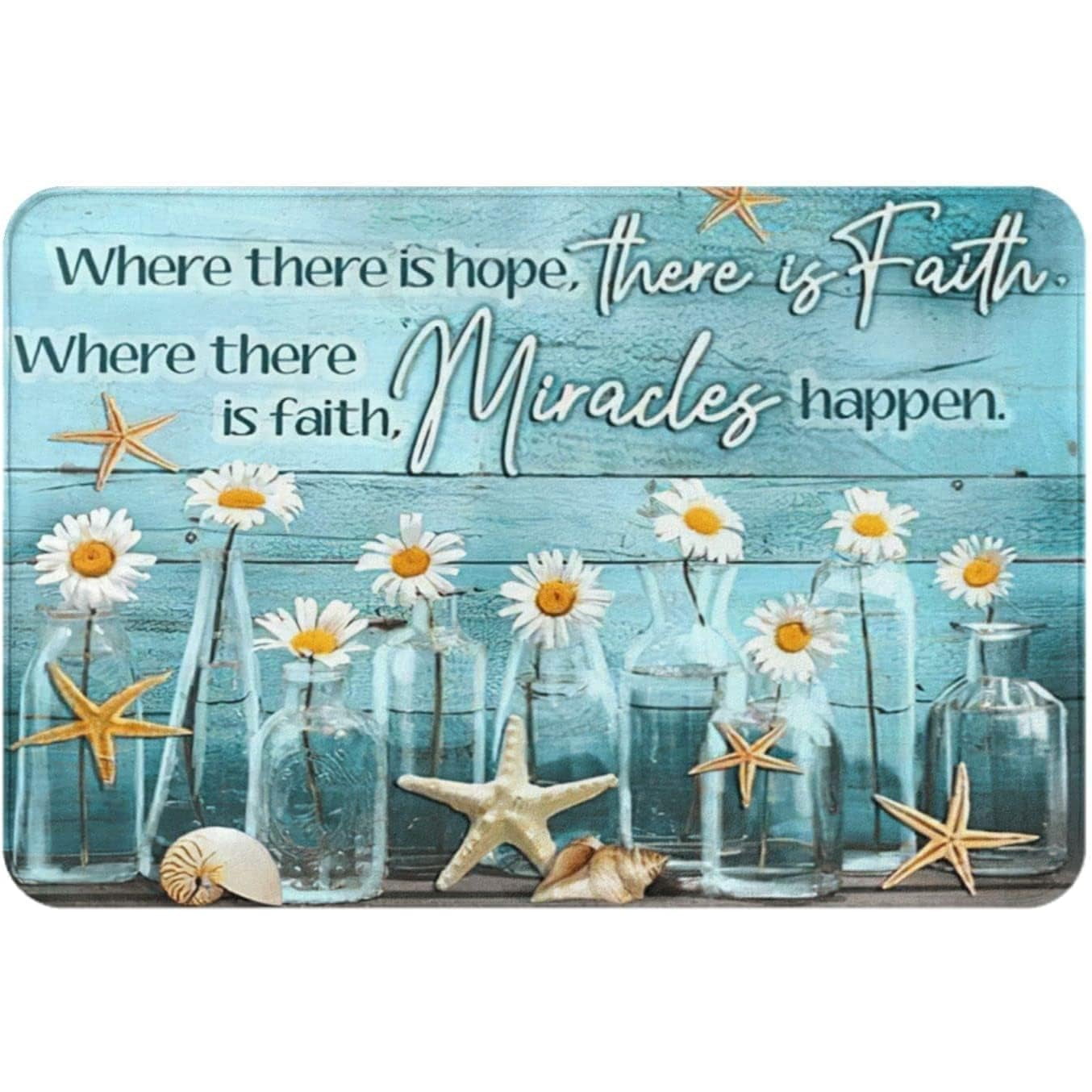Ocean Life & Daisy Where There is Faith Miracles Happens Holiday Rugs ...