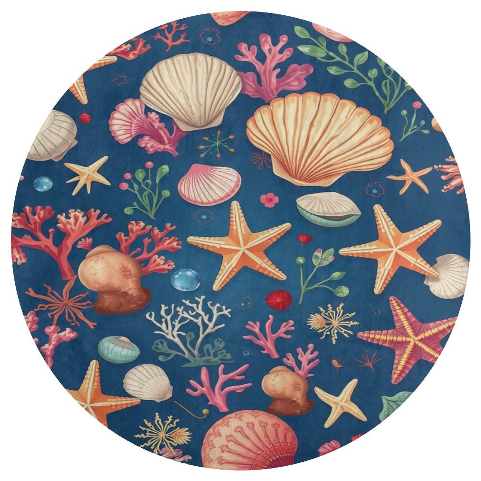 Ocean Life Pattern Round Carpet Circle Rug Outdoor Patio Area Rug ...