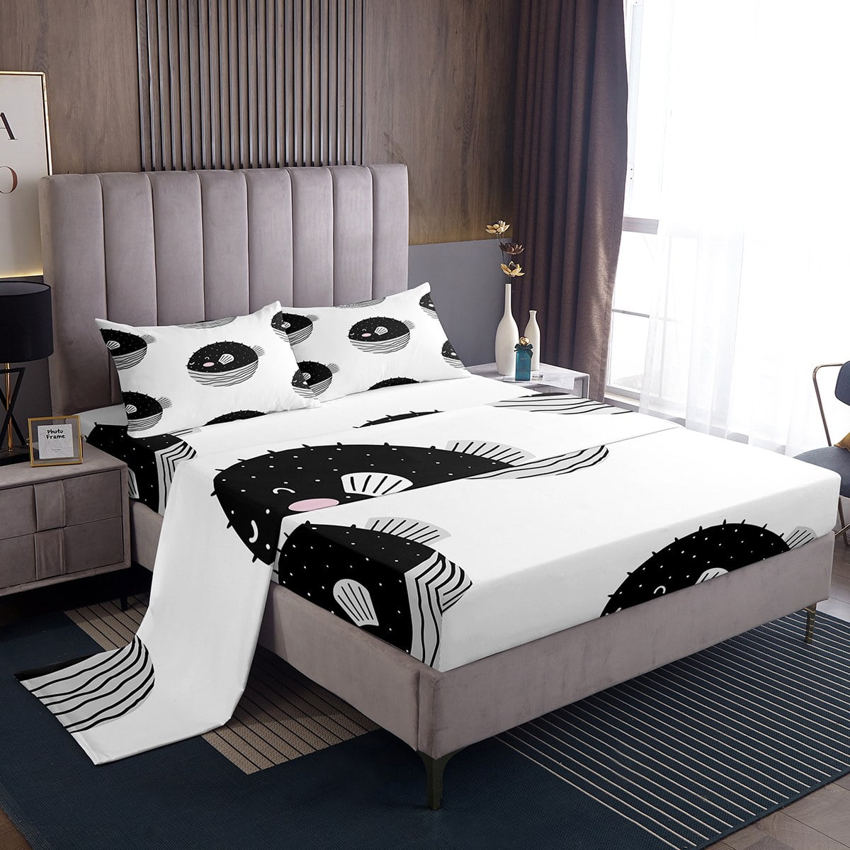 Ocean Life Sheets Twin Size Cartoon Balloonfish Pufferfish Bed Sheets ...