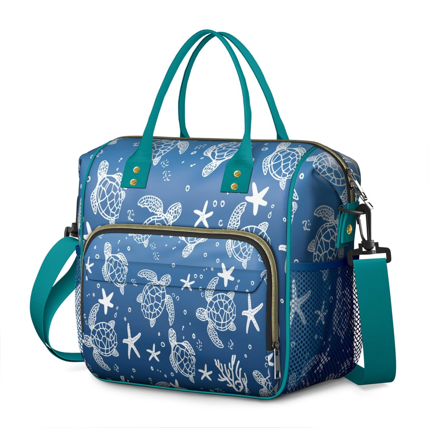 Ocean Life Turtle Print Insulated Lunch Bag – Leakproof Large Cooler ...