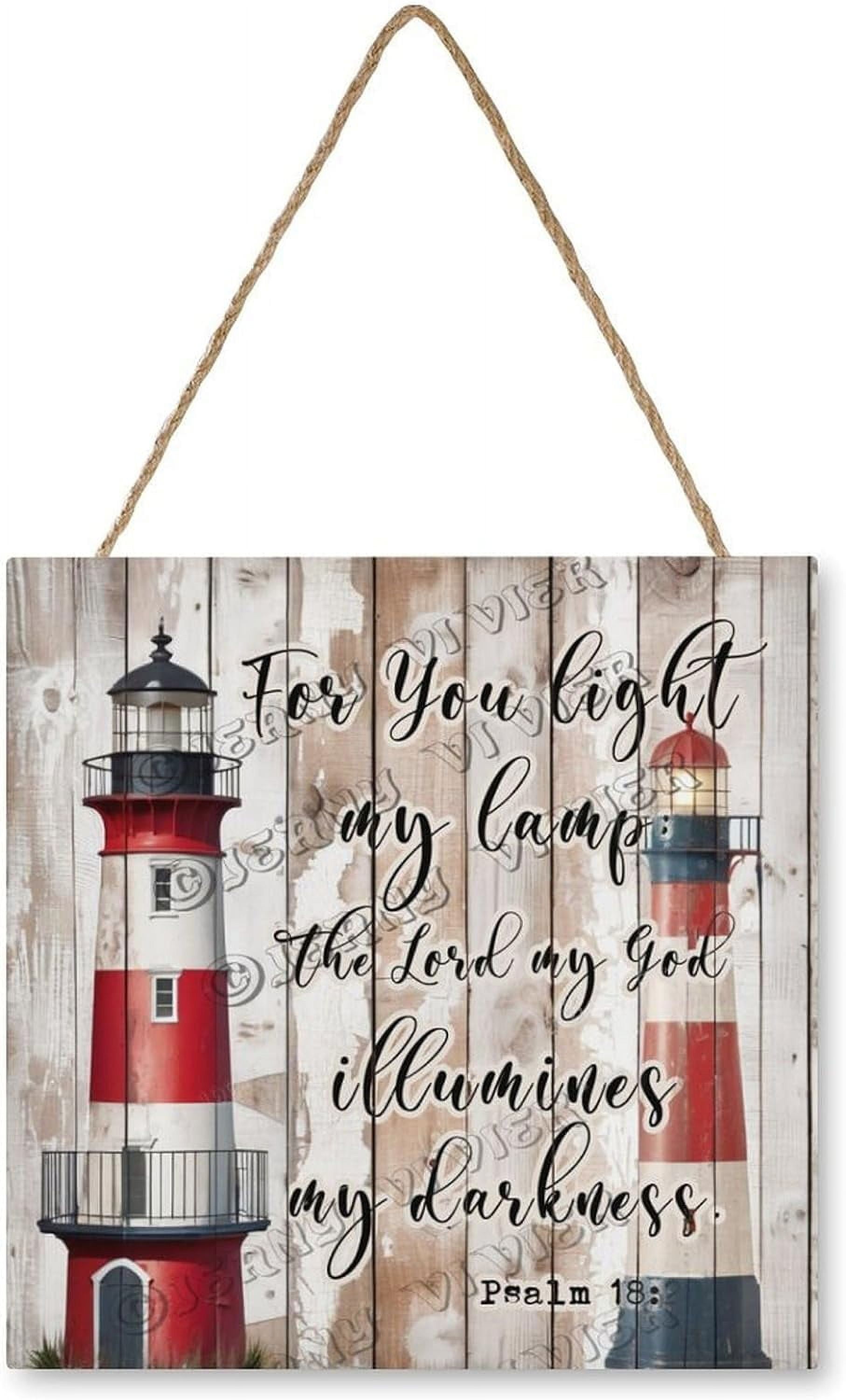 Ocean Lighthouse Bible Verse Pictures Seascape Wooden Sign Coastal ...