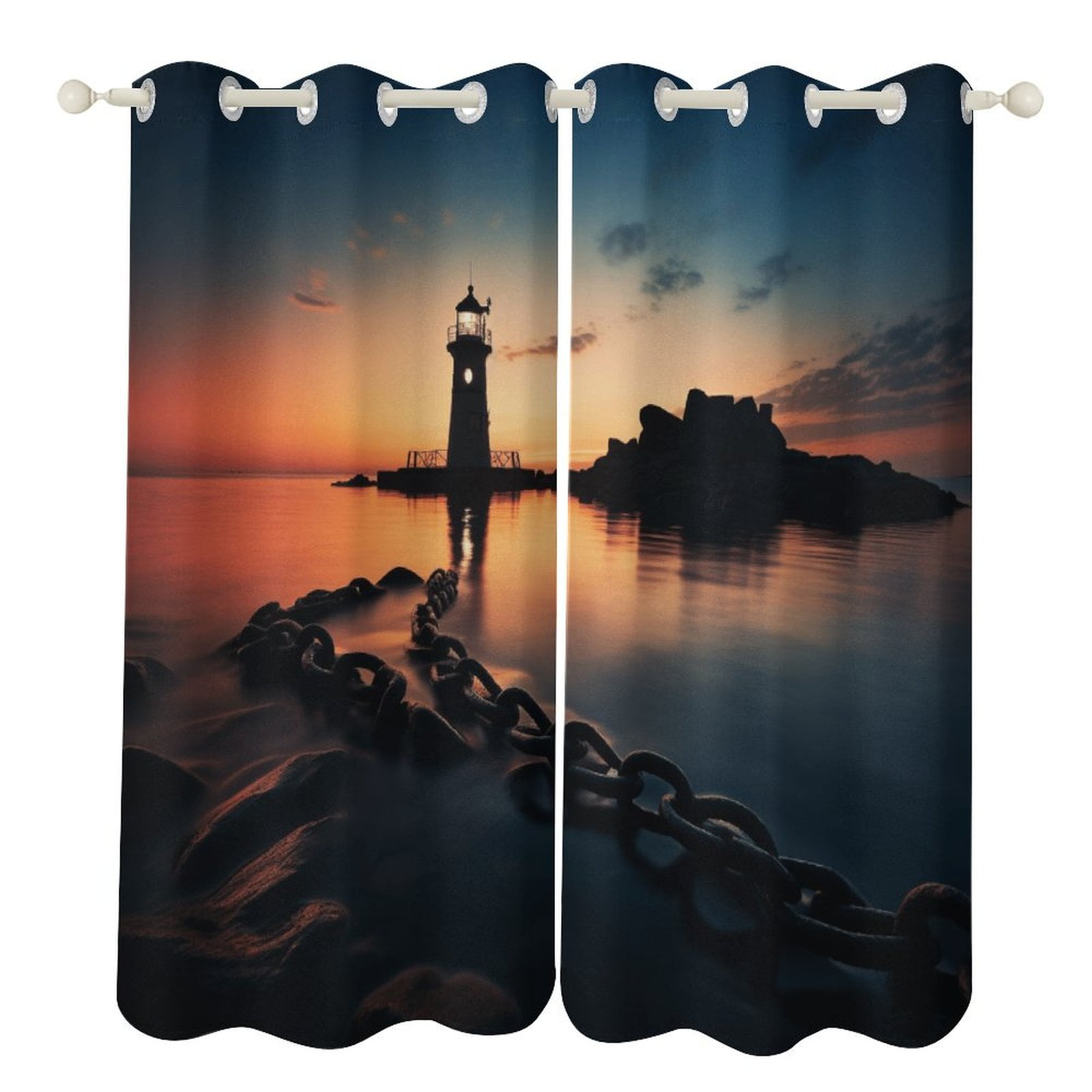 Ocean Lighthouse Modern Window for Living Room Curtains for Child ...