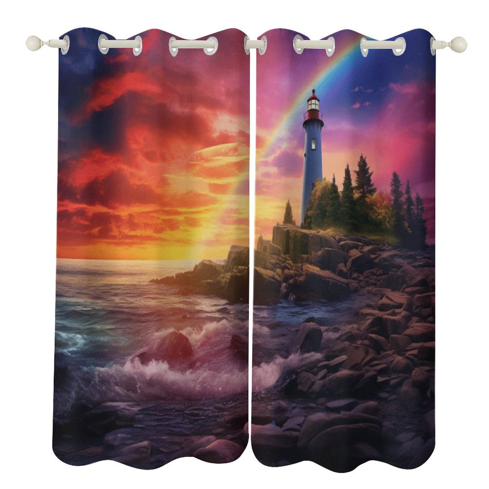 Ocean Lighthouse Modern Window for Living Room Curtains for Child ...