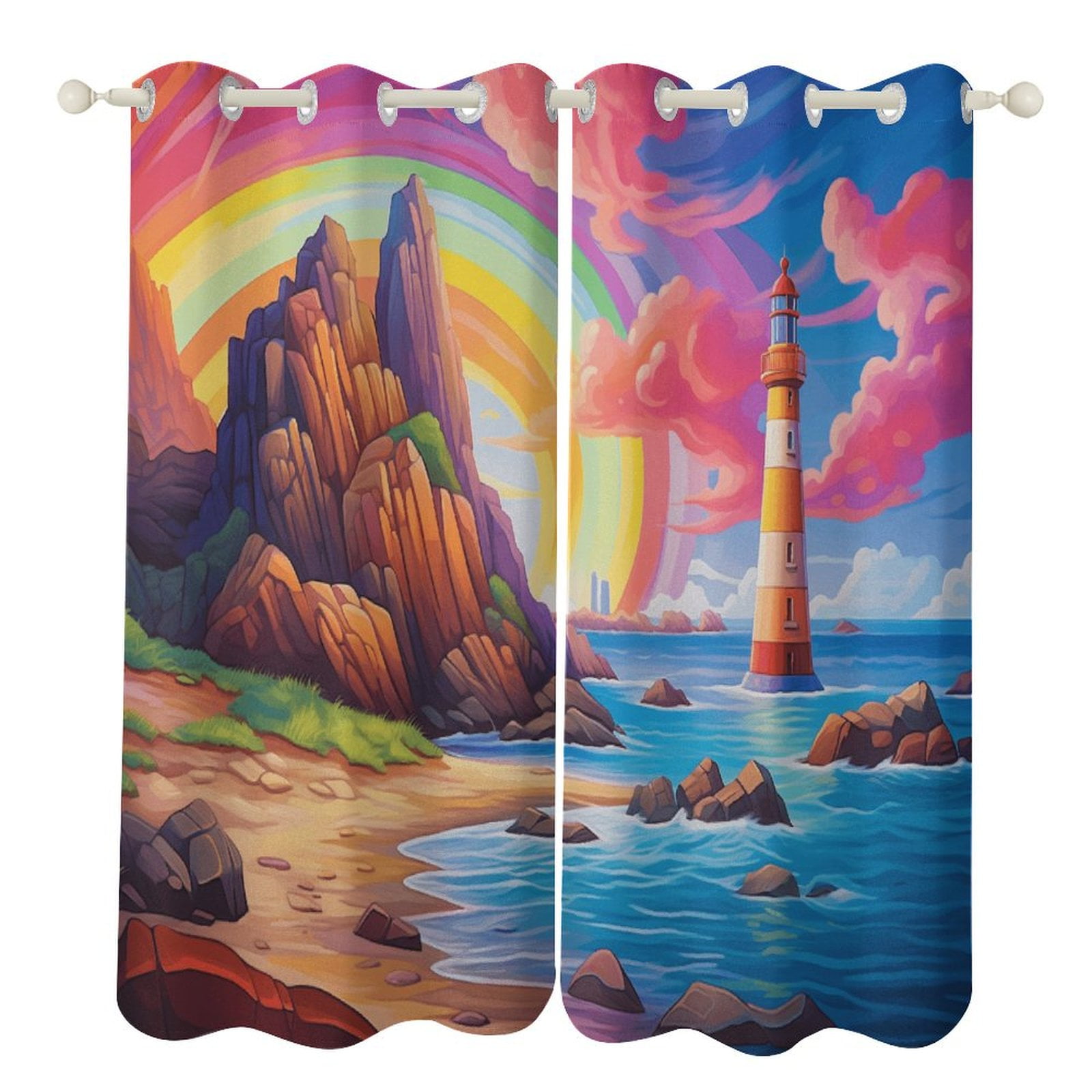 Ocean Lighthouse Modern Window for Living Room Curtains for Child ...