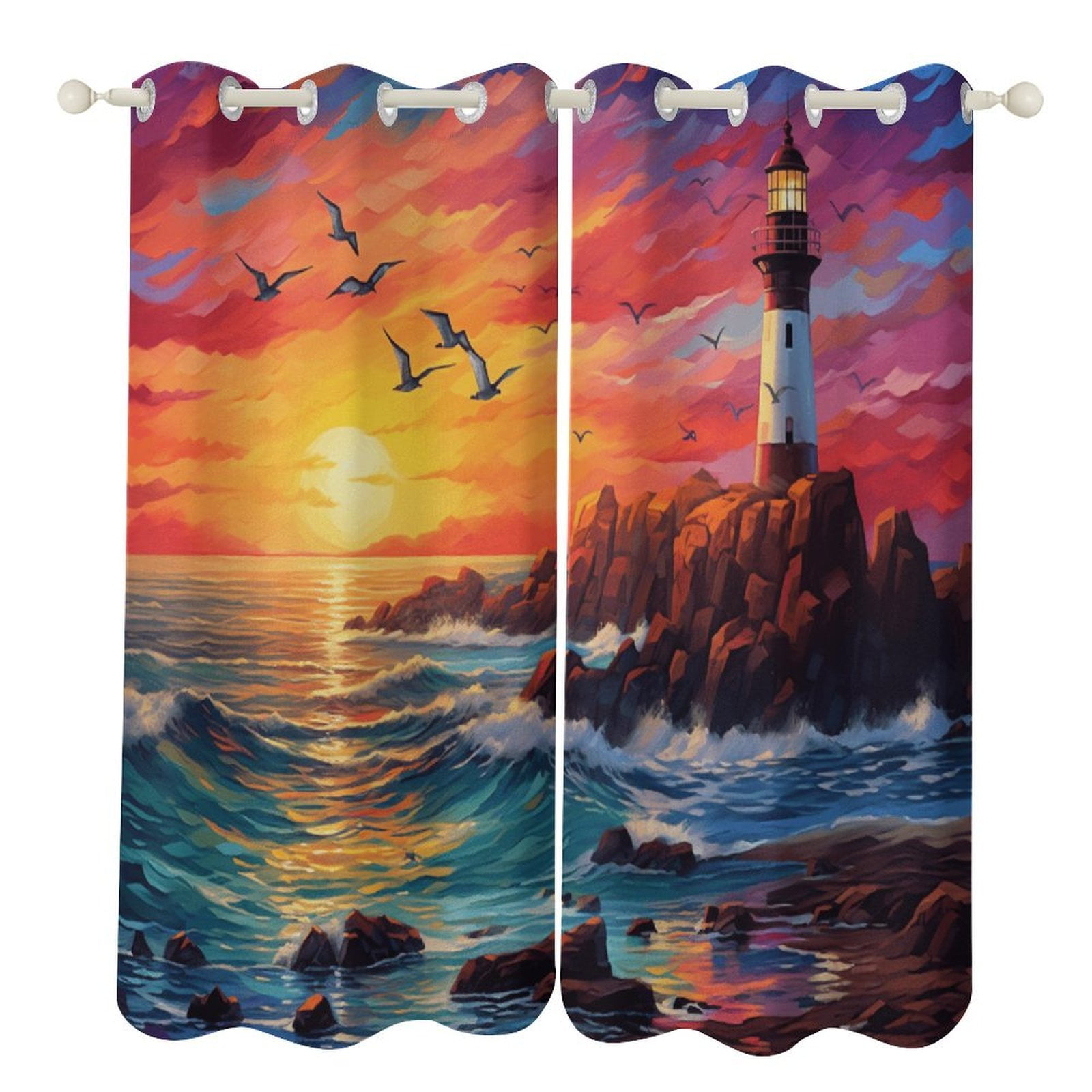 Ocean Lighthouse Modern Window for Living Room Curtains for Child ...