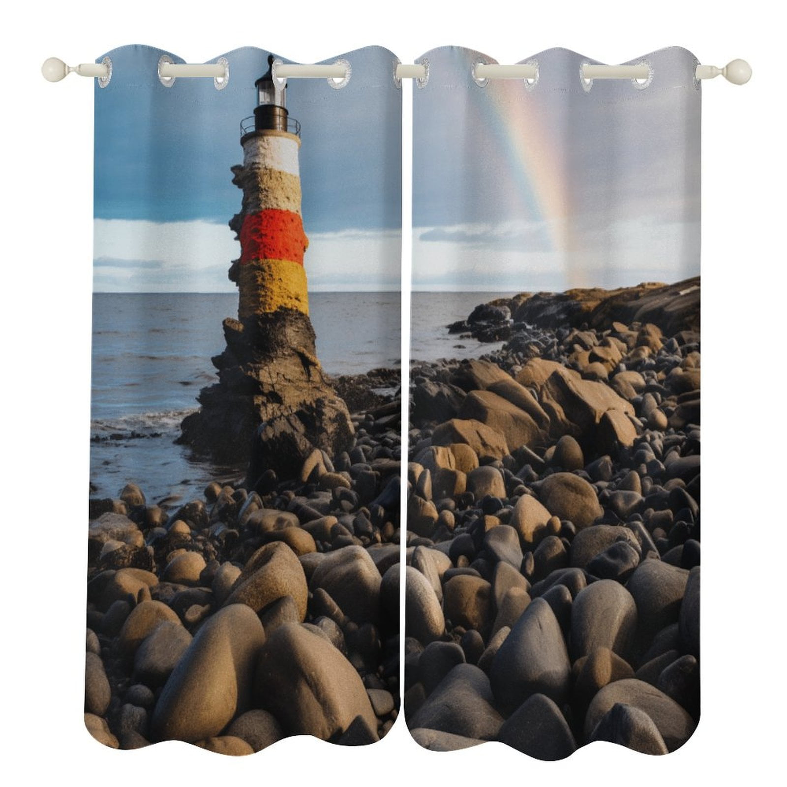 Ocean Lighthouse Modern Window for Living Room Curtains for Child ...