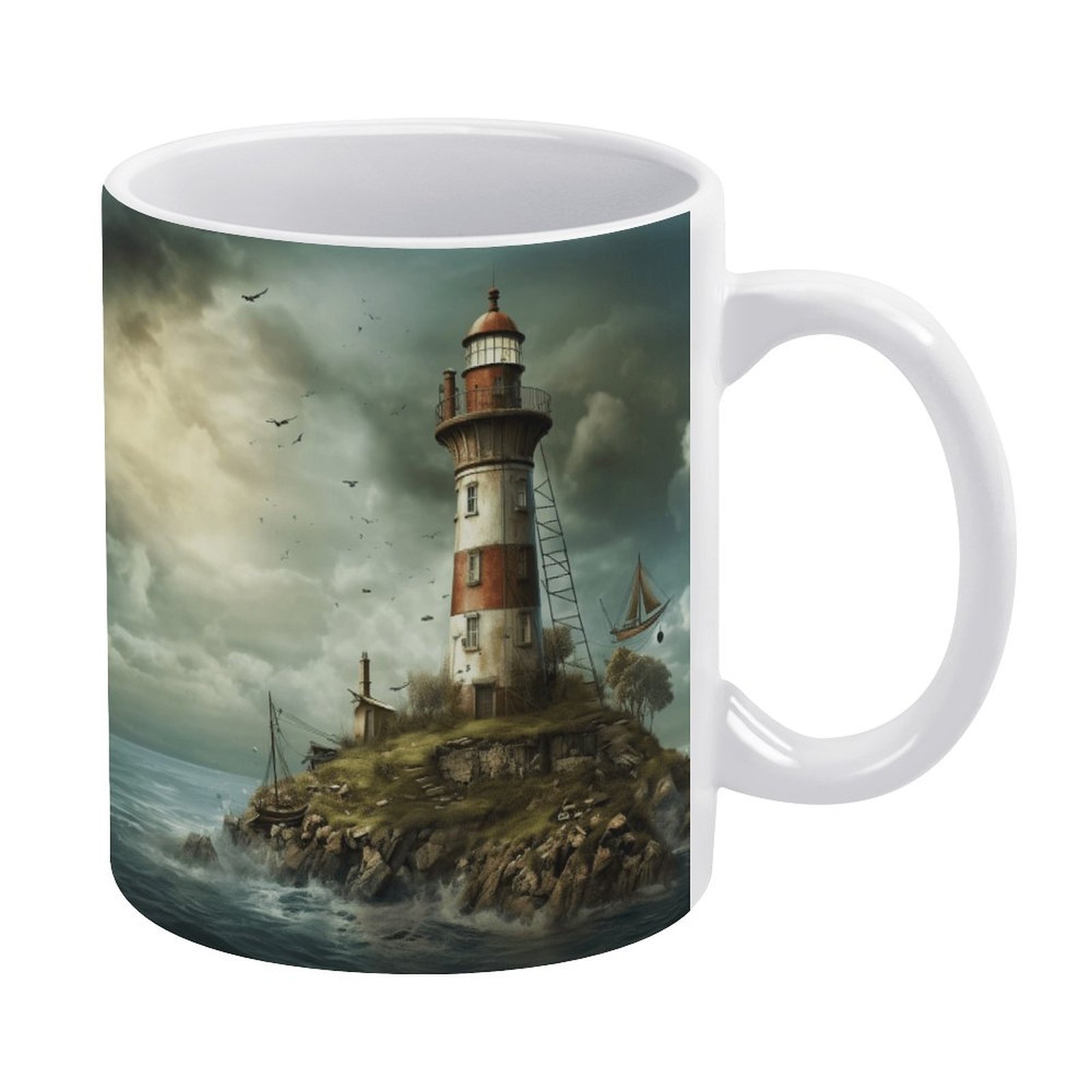 Ocean Lighthouse Personalized Coffee Cup, 11 Ounce Ceramic Cup, Cute ...