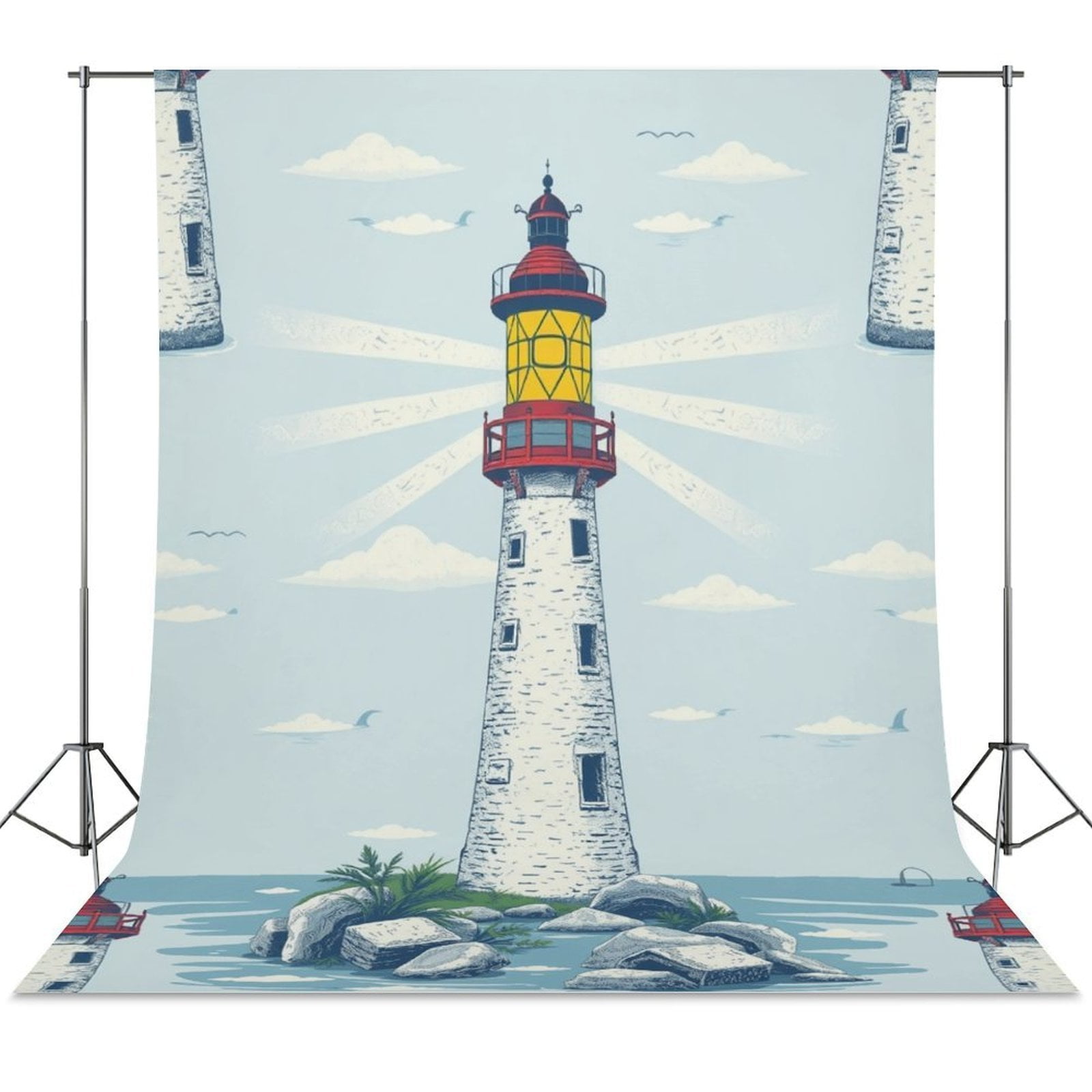 Ocean Lighthouse Rocks Backdrop Baby Shower Newborn Portrait Girl Boy ...