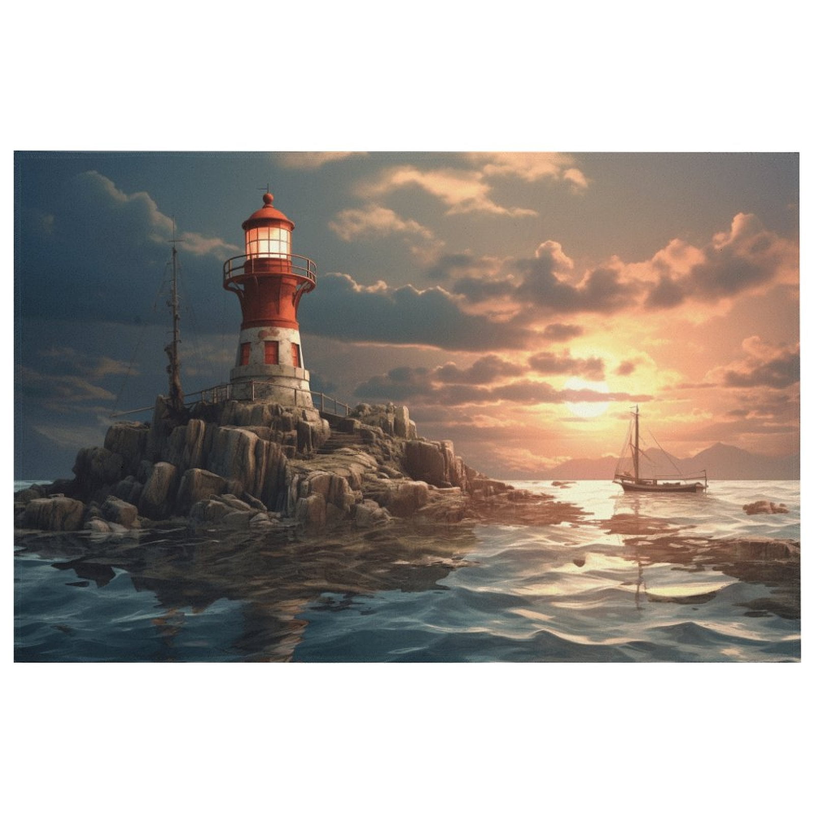 Ocean Lighthouse Rug - for Living Room, Bedroom, And Dining Room ...
