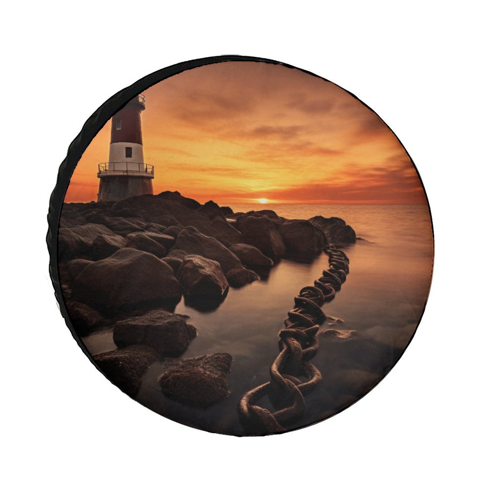 Ocean Lighthouse Spare Tire Cover, Weather Resistant Vinyl Wheel Cover ...
