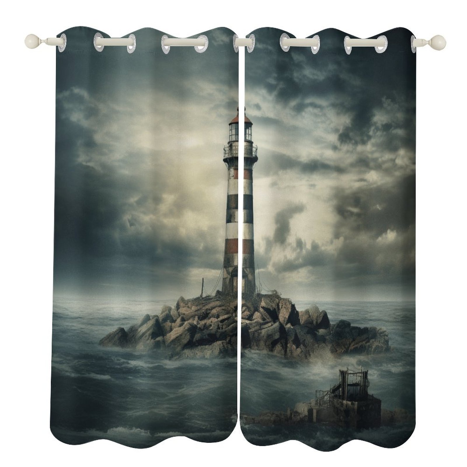 Ocean Lighthouse Window Curtain Panels Grommet Blackout Curtains ...