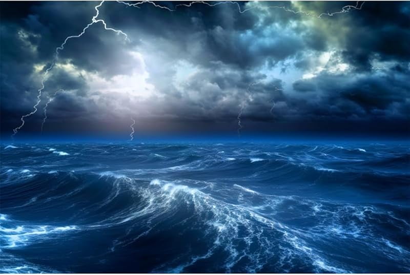 Ocean Lightning Storm Backdrop Dark Cloudy Sky Thunderstorm Photography ...