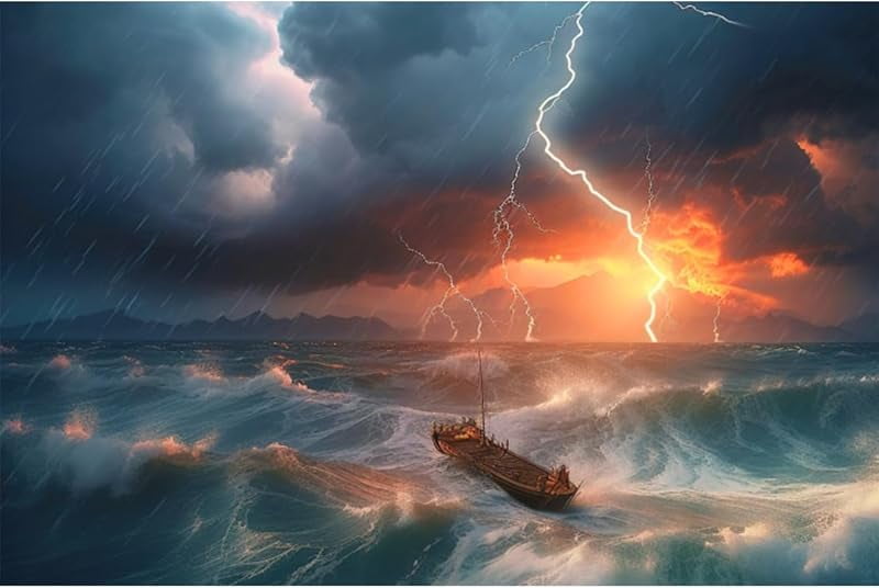 Ocean Lightning Storm Backdrop Dark Cloudy Sky Thunderstorm Photography ...