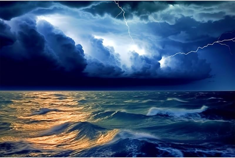 Ocean Lightning Storm Backdrop Dark Cloudy Sky Thunderstorm Photography ...
