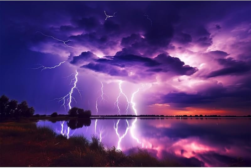 Ocean Lightning Storm Backdrop Dark Cloudy Sky Thunderstorm Photography ...