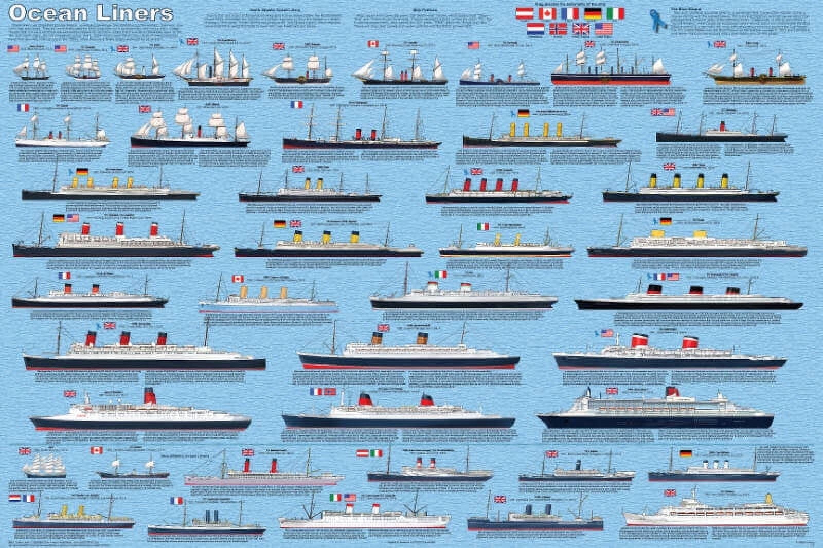 Ocean Liners Educational Poster 36.5x24.5 - Laminated - Walmart.com
