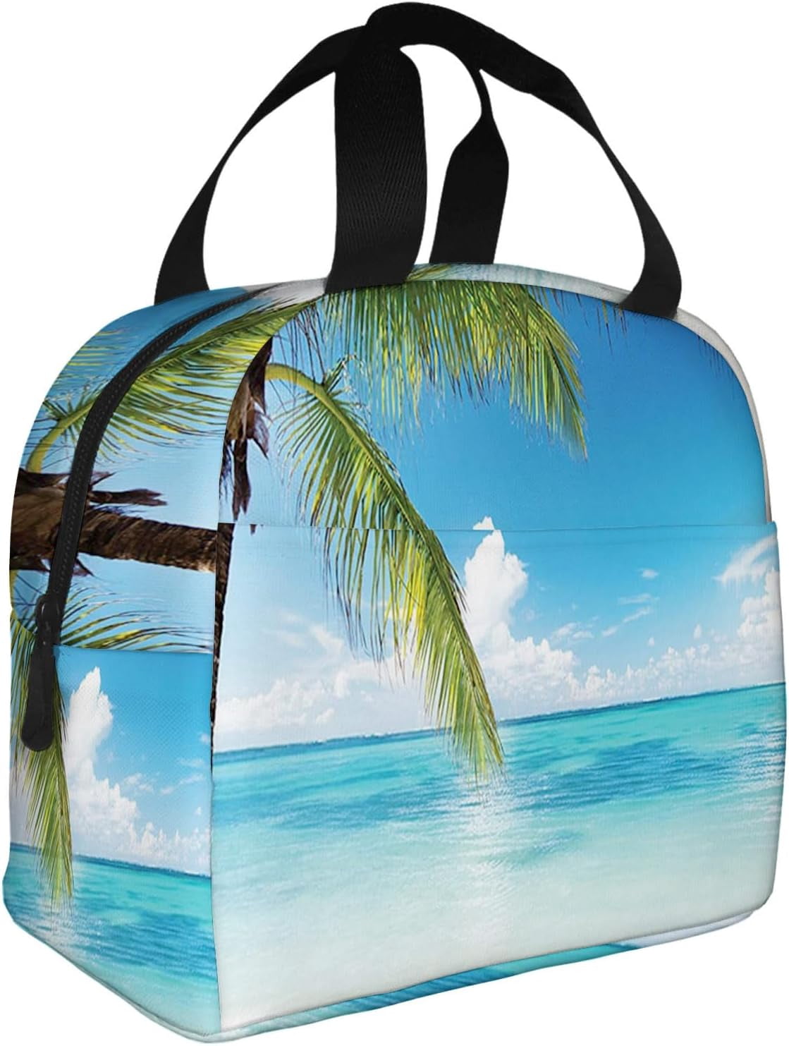 Ocean Lunch Bag,Beach Water and Palm Tree,Insulated Lunch Box Cooler ...