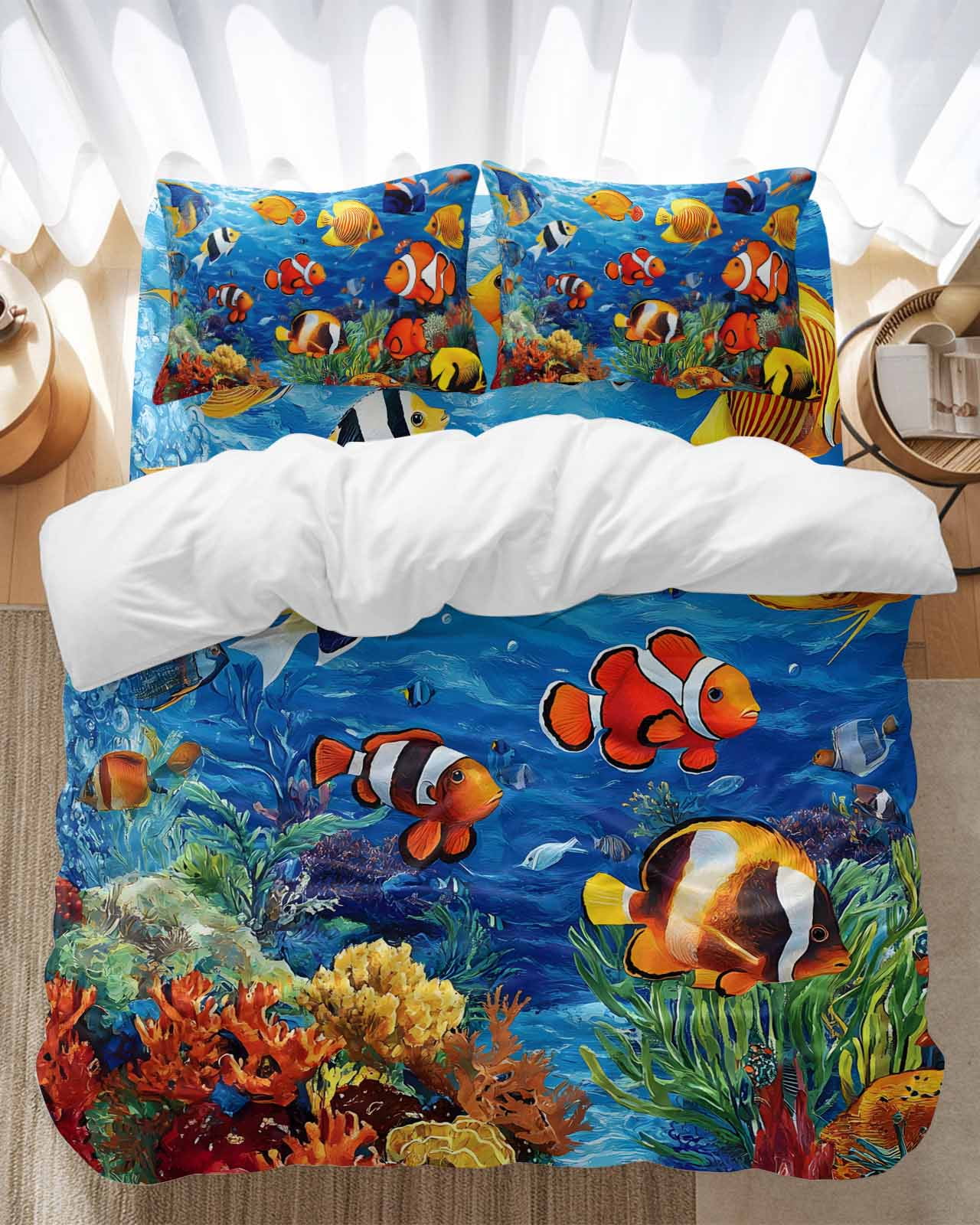 Ocean Marine Bedding Duvet Cover Set King Size 4 Pieces Life Tropical ...