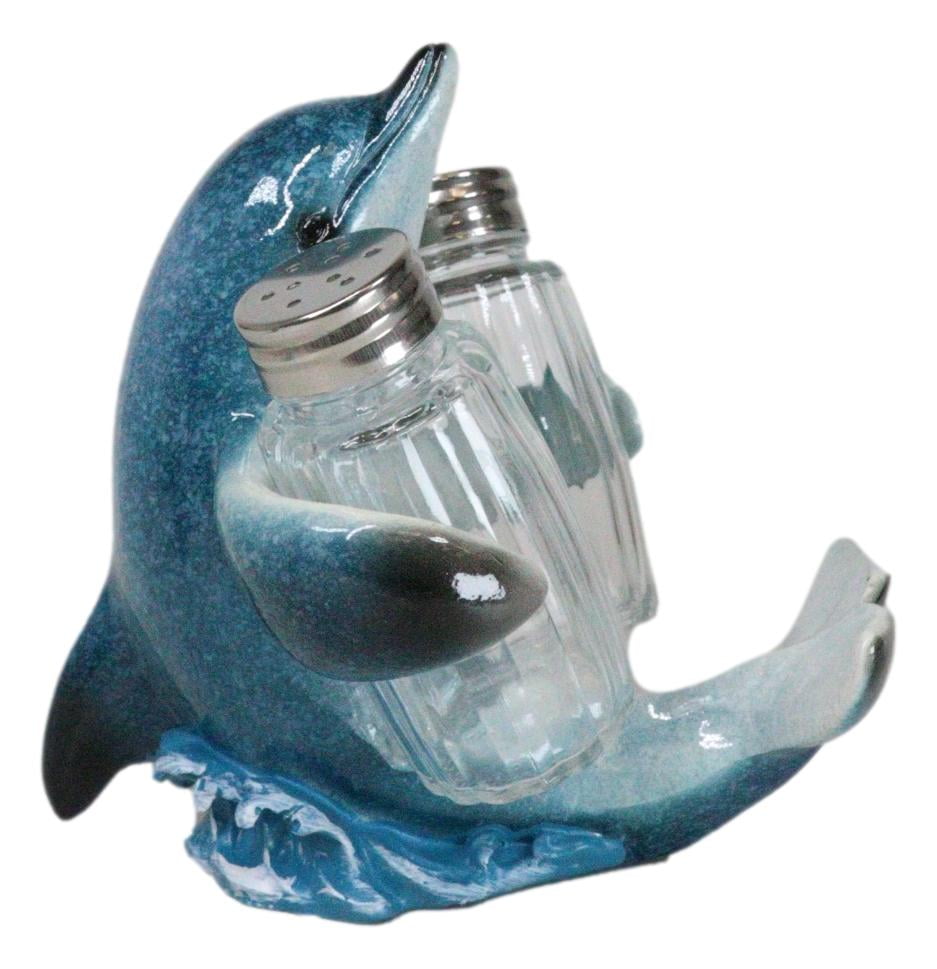 Ocean Marine Blue Dolphin Riding Sea Waves Salt And Pepper Shakers ...