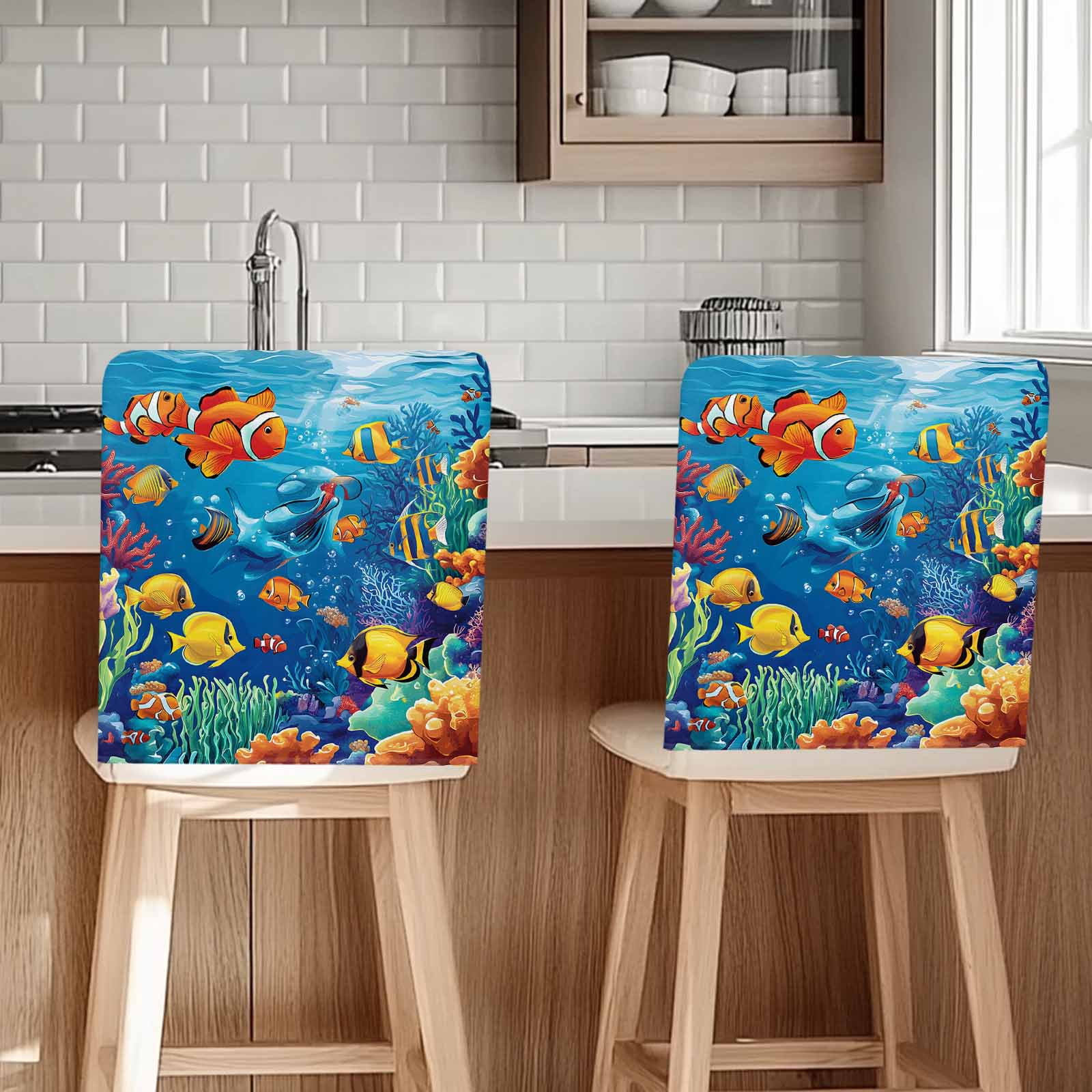 Ocean Marine Life Fish Coral Seagrass Underwater Coastal Chair Covers ...