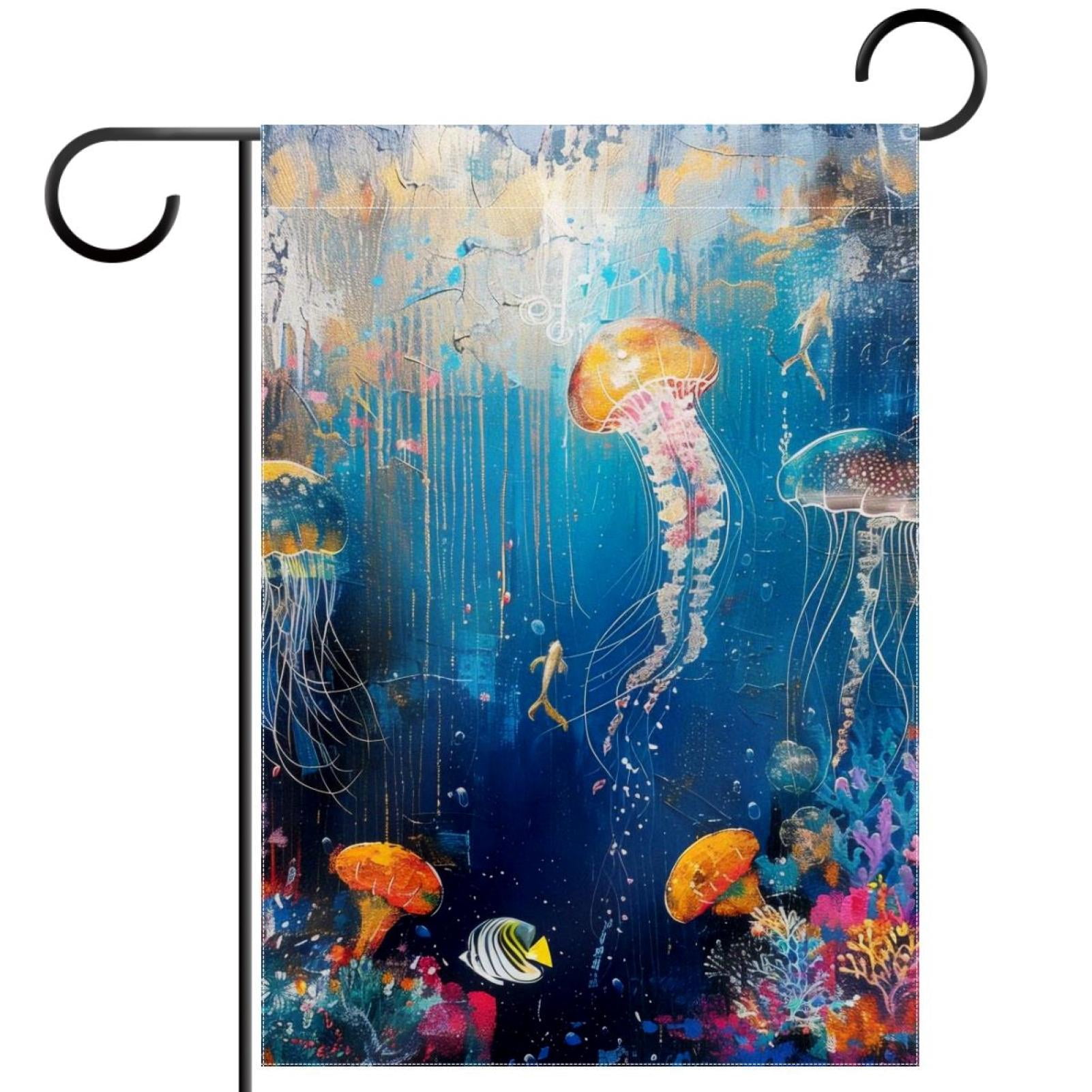 Ocean Marine Life Fish Jellyfish Coral Double Sided Garden Flag ...