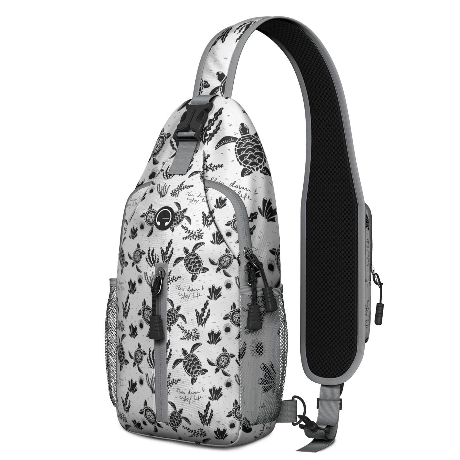 Ocean Marine Life Sling Bag with Abstract Coral Reef Print, Lightweight ...