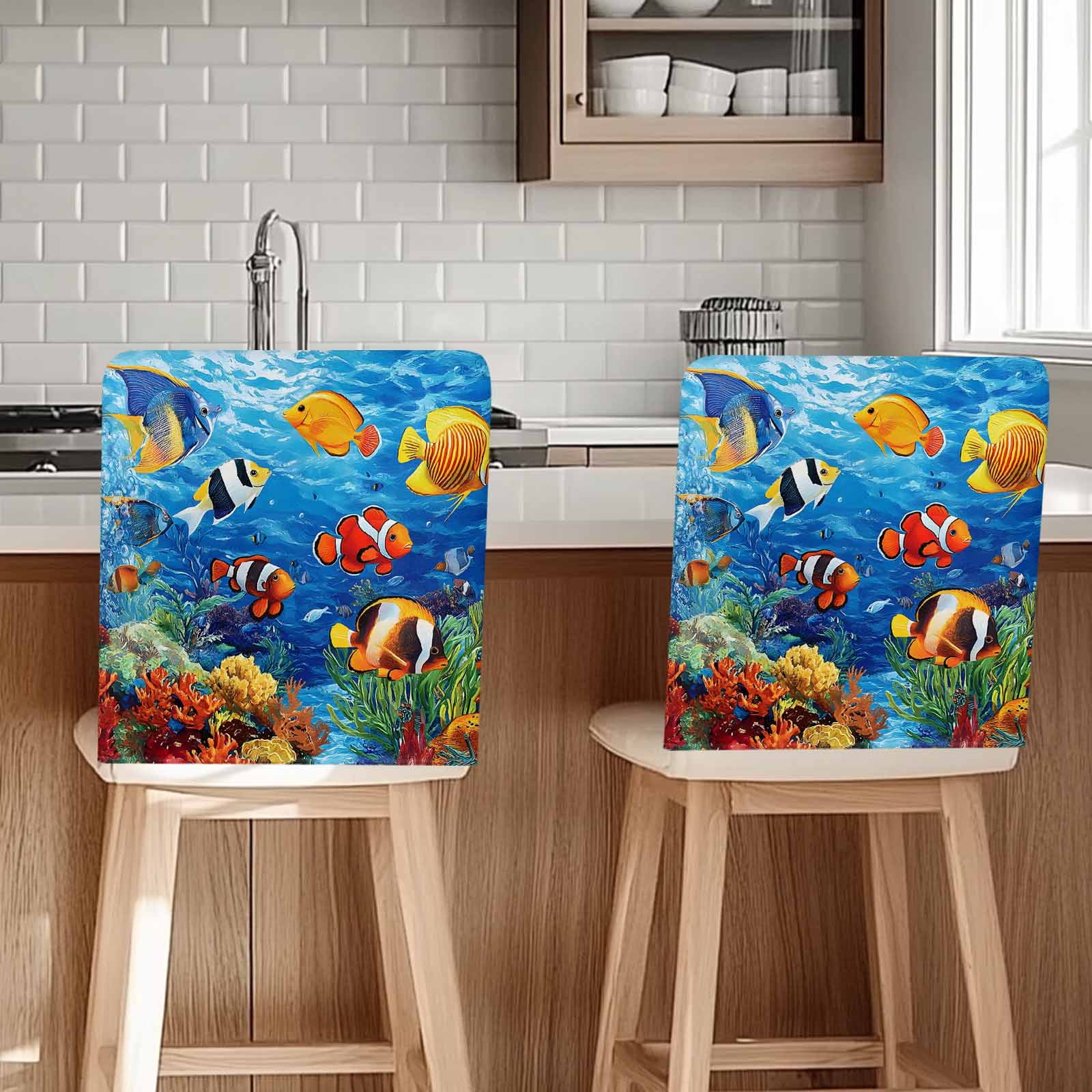 Ocean Marine Life Tropical Fish Coral Underwater World Chair Covers Set ...