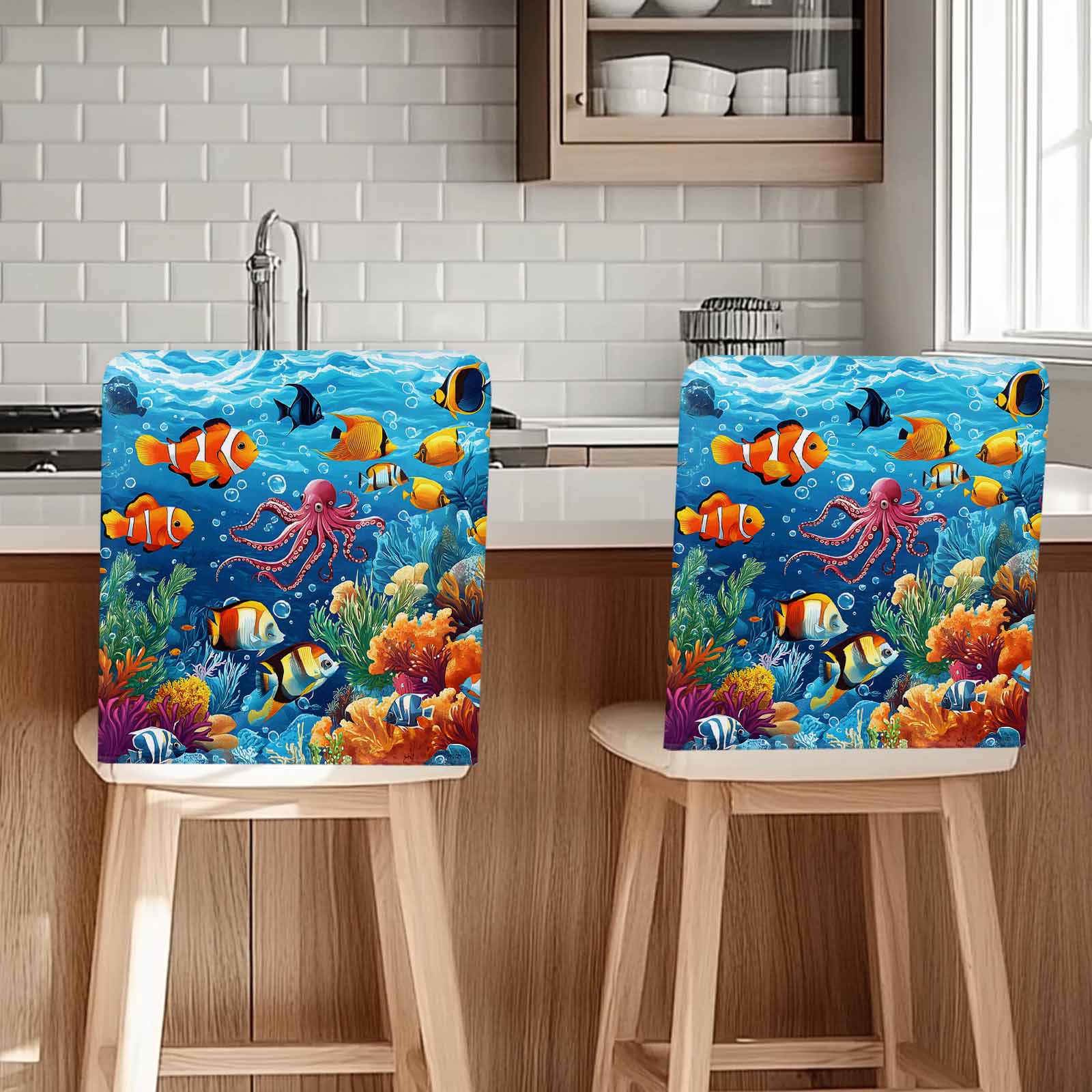 Ocean Marine Life Tropical Fish Octopus Coral Underwater World Chair ...