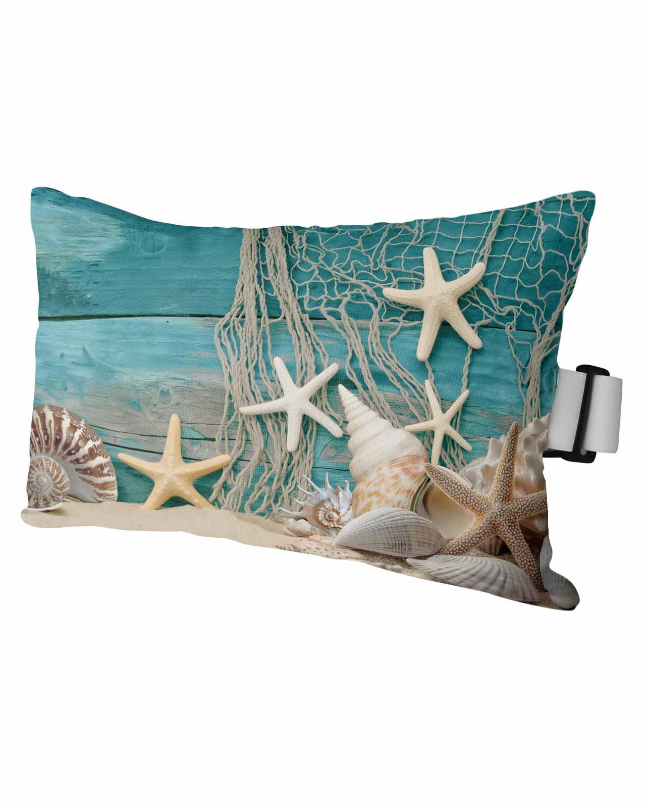 Ocean Marine Outdoor Head Resting Pillows with Insert Vintage Shell Starfish Blue Wood Grain 1 ...