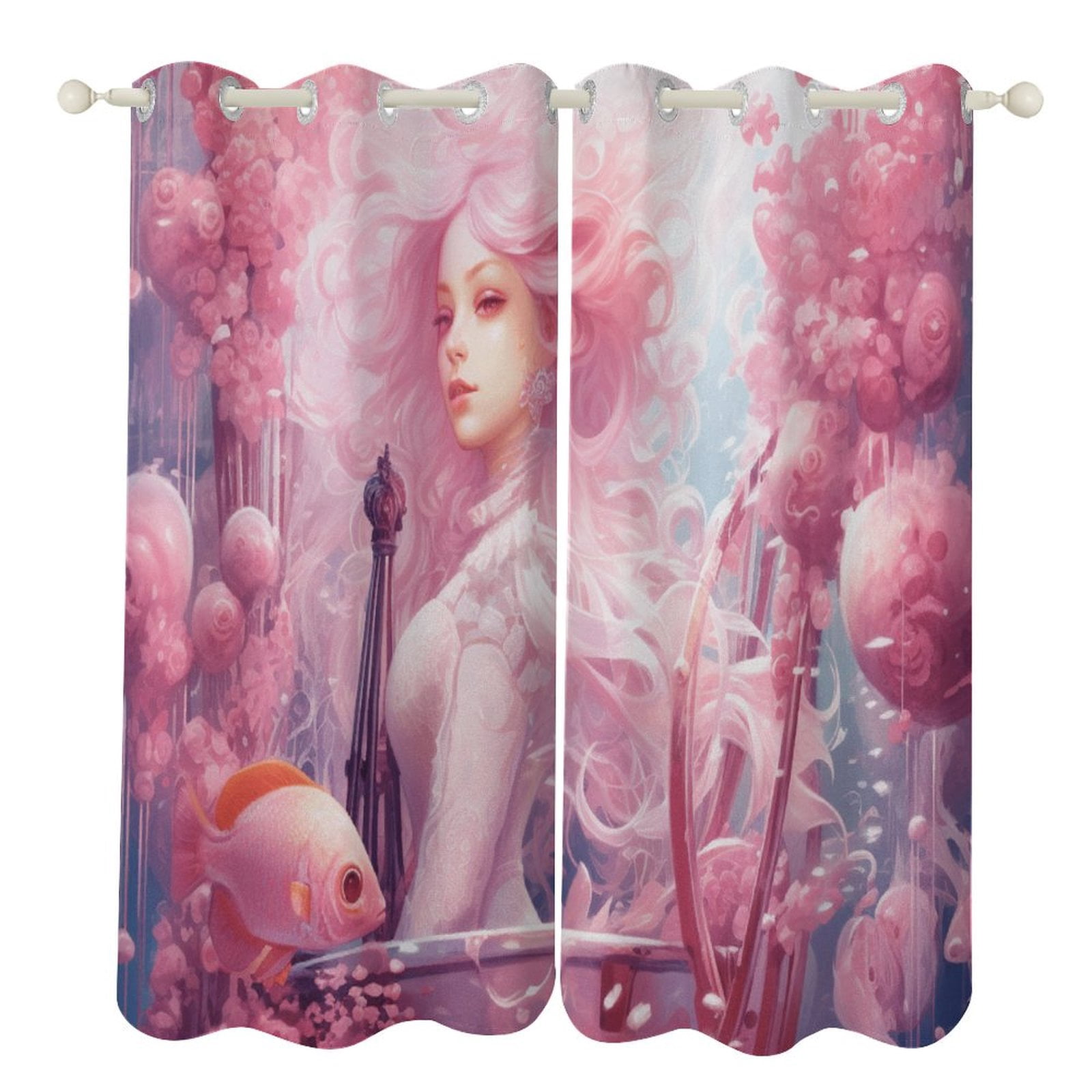 Ocean Mermaid Coral Blackout Curtains for Bedroom Curtains Insulated ...