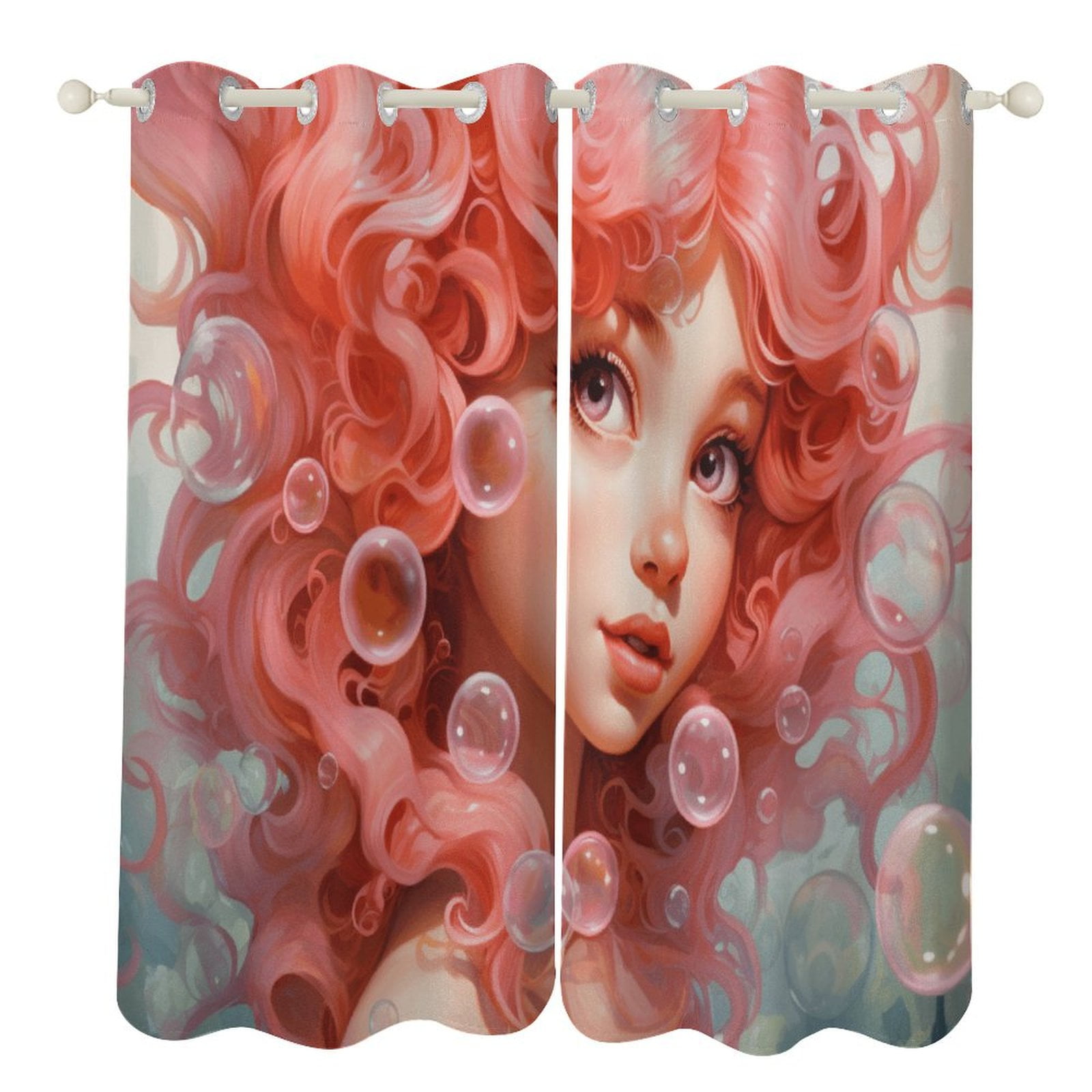 Ocean Mermaid Coral Modern Window for Living Room Curtains for Child ...