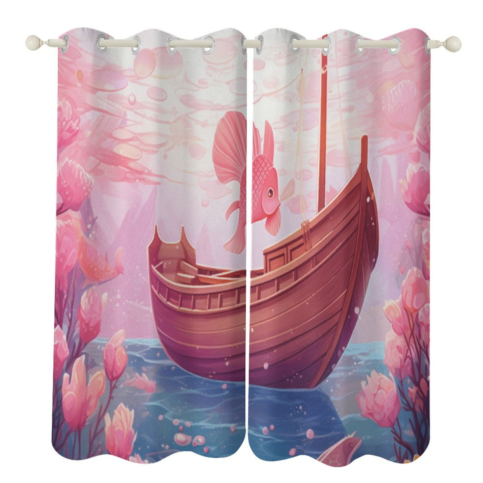 Ocean Mermaid Coral Modern Window for Living Room Curtains for Child ...