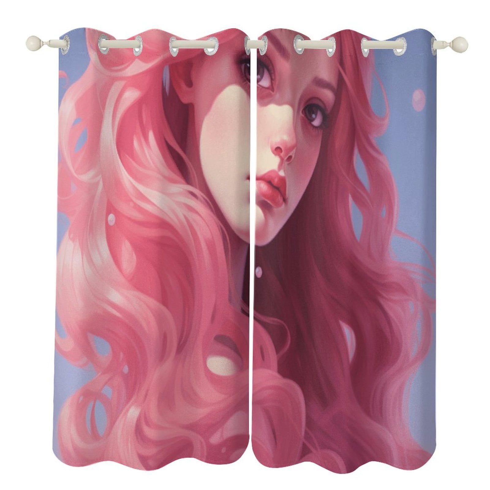 Ocean Mermaid Coral Modern Window for Living Room Curtains for Child ...