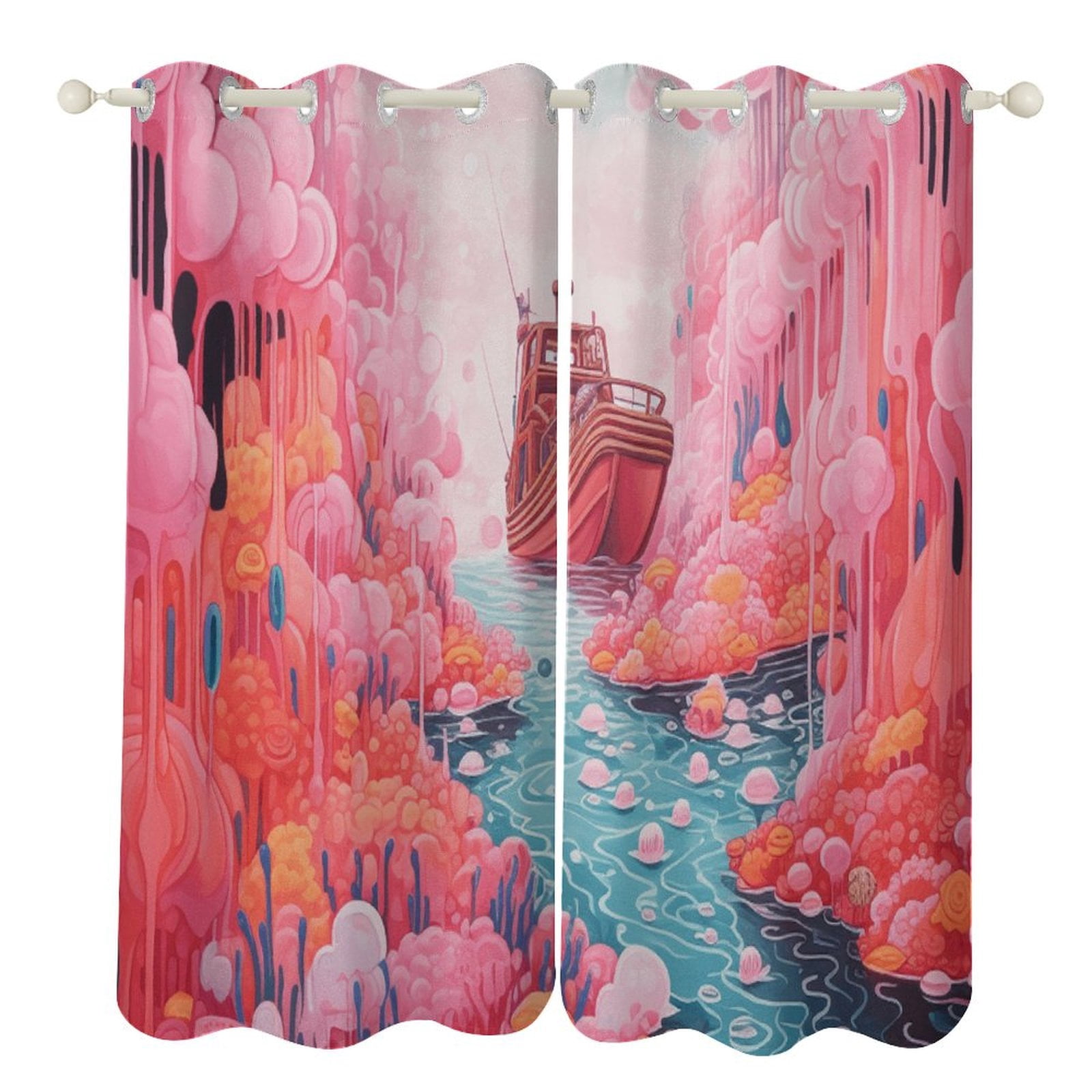 Ocean Mermaid Coral Modern Window for Living Room Curtains for Child ...