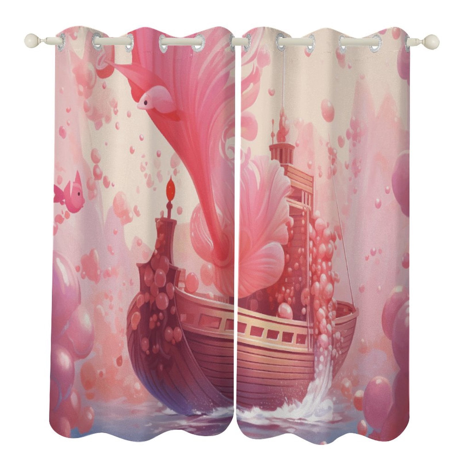 Ocean Mermaid Coral Modern Window for Living Room Curtains for Child ...