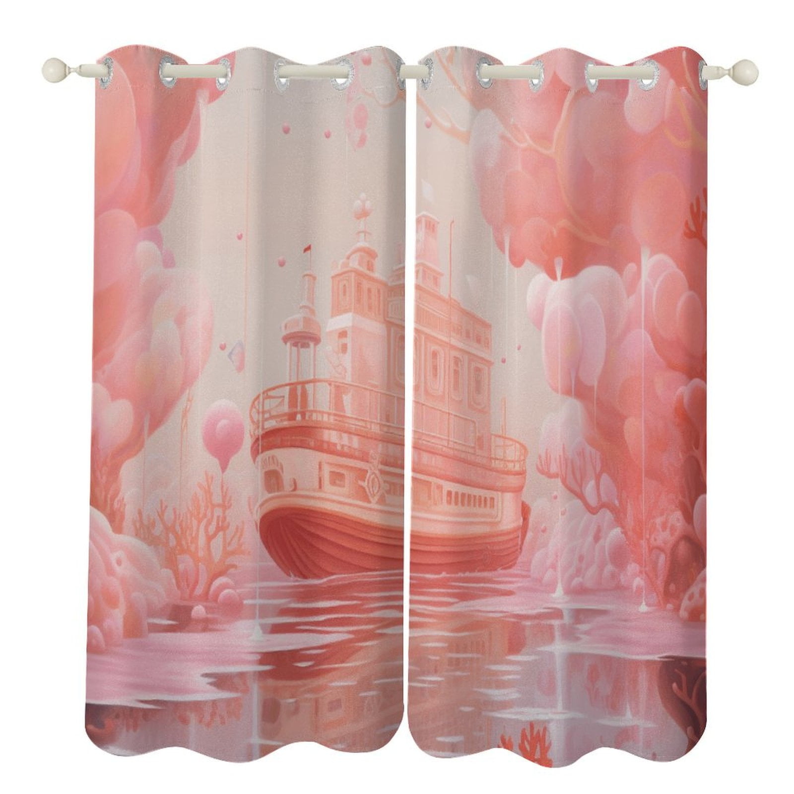 Ocean Mermaid Coral Modern Window for Living Room Curtains for Child ...