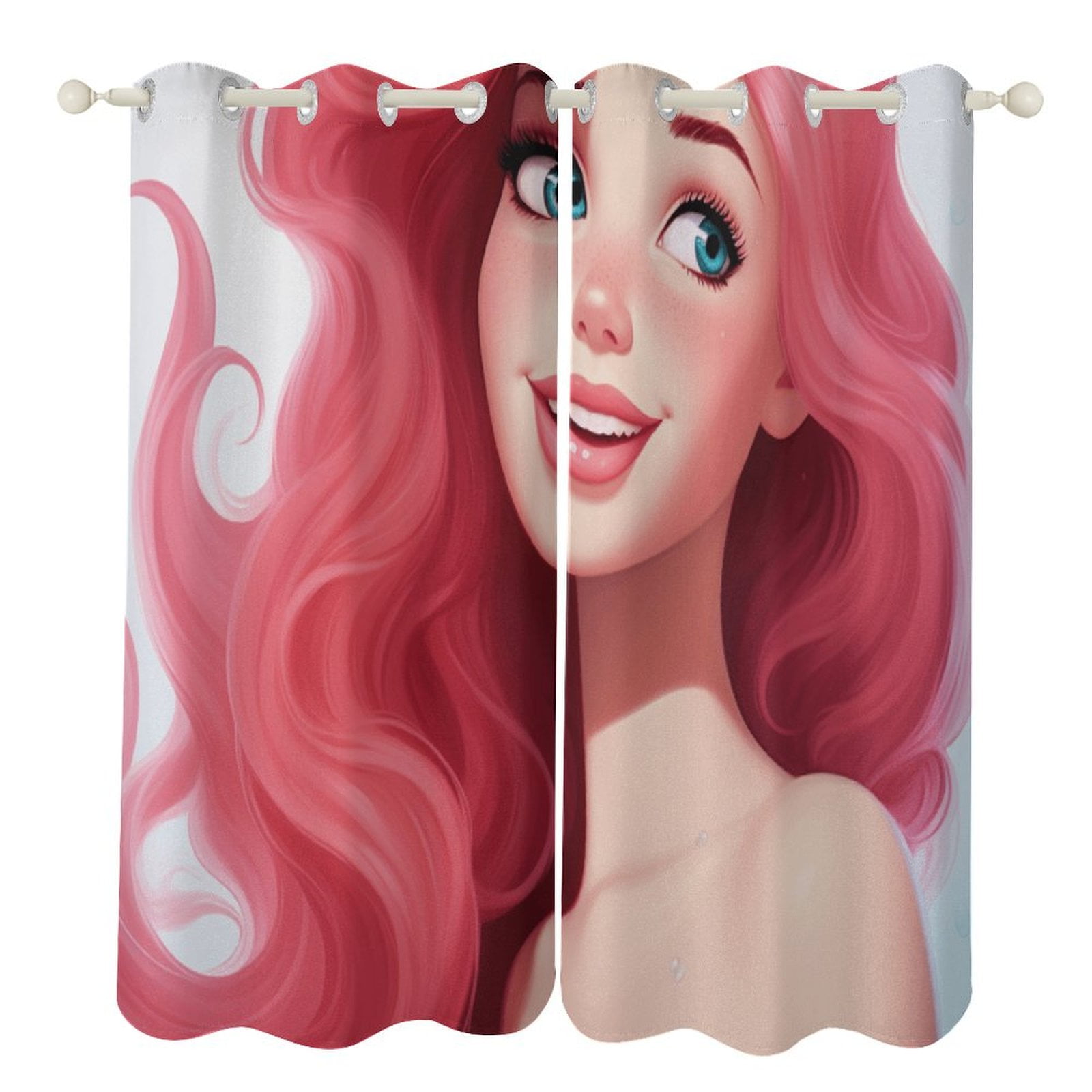 Ocean Mermaid Coral Modern Window for Living Room Curtains for Child ...