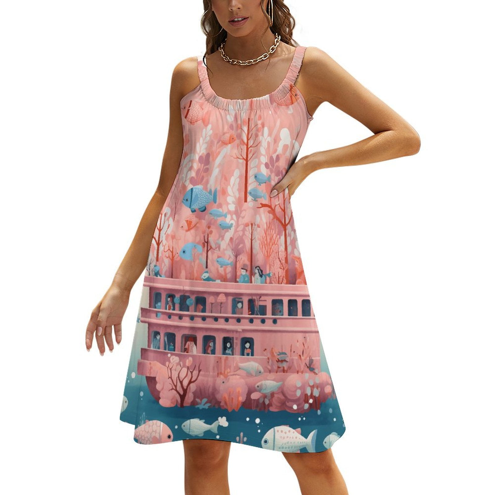 Ocean Mermaid Coral Women's Summer Dresses 2025 Beach Casual Sleeveless ...