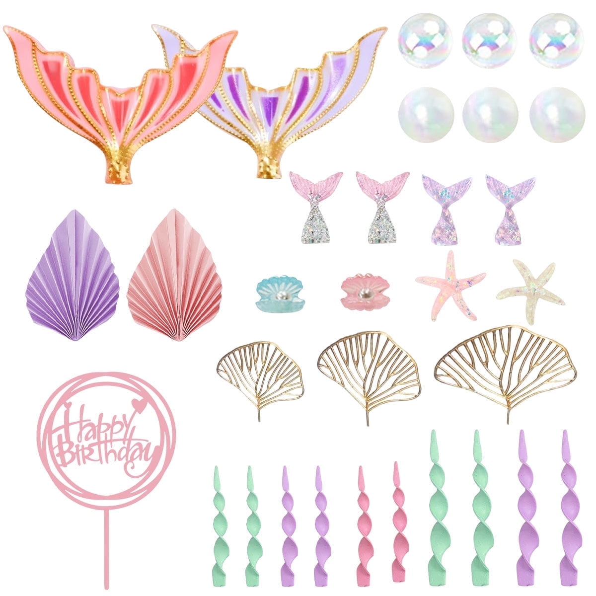 Ocean Mermaid Party Theme Cake Topper Under The Sea Cupcake Kit - Big ...